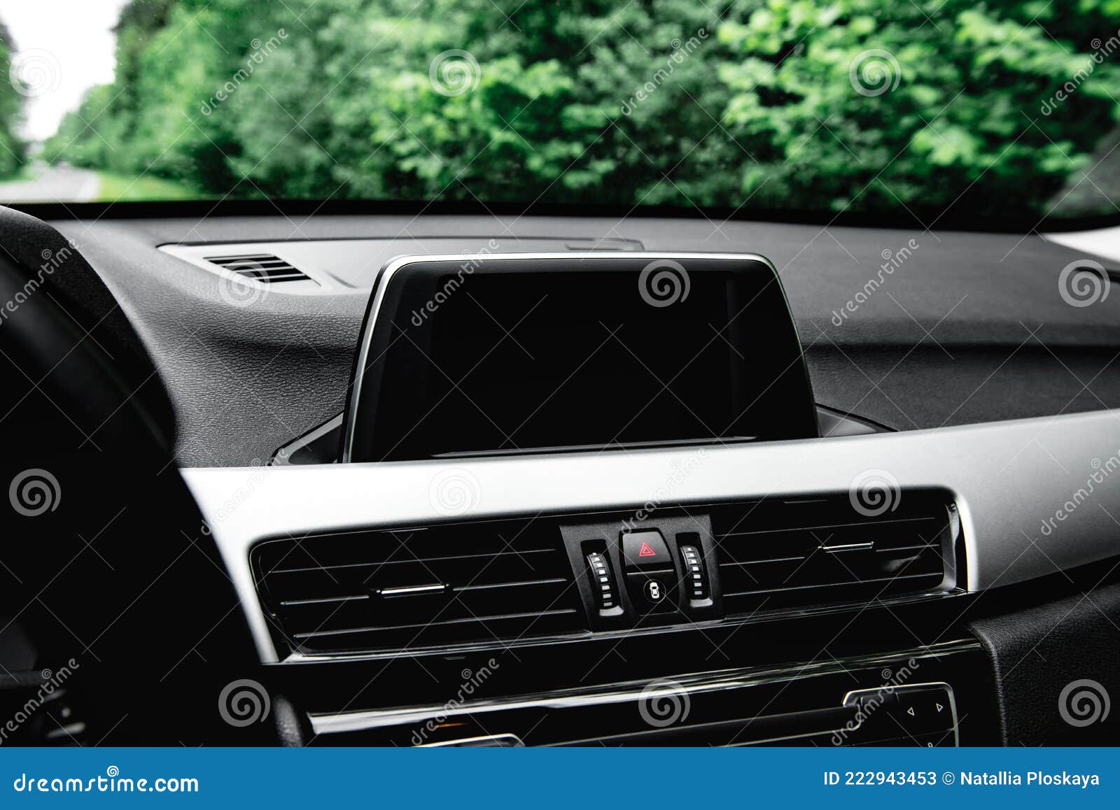 Screen Multimedia System on Dashboard in a Modern Car. Stock Image ...
