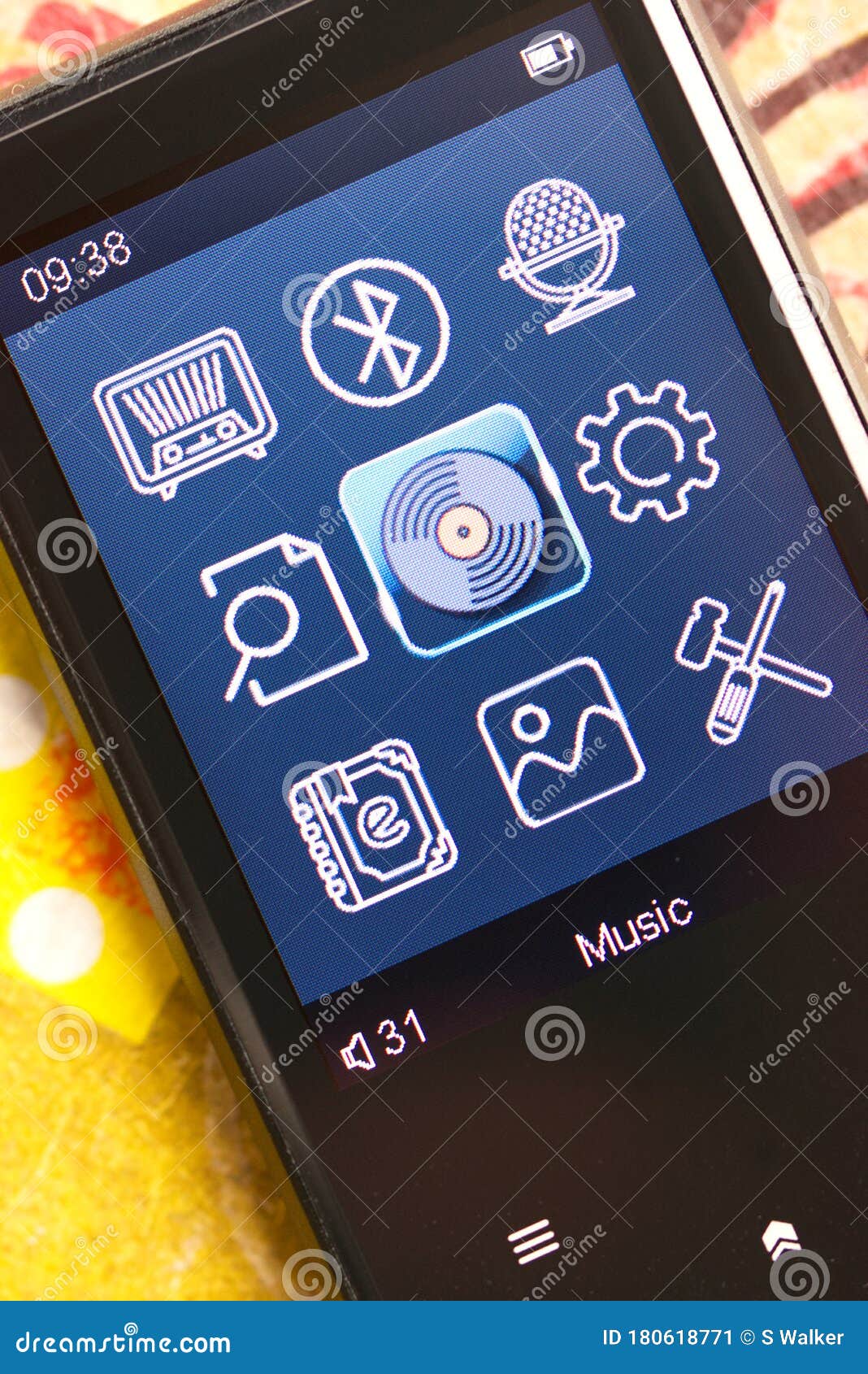 MP3 Music Player Screen, Close Up. Stock Image - Image of music ...