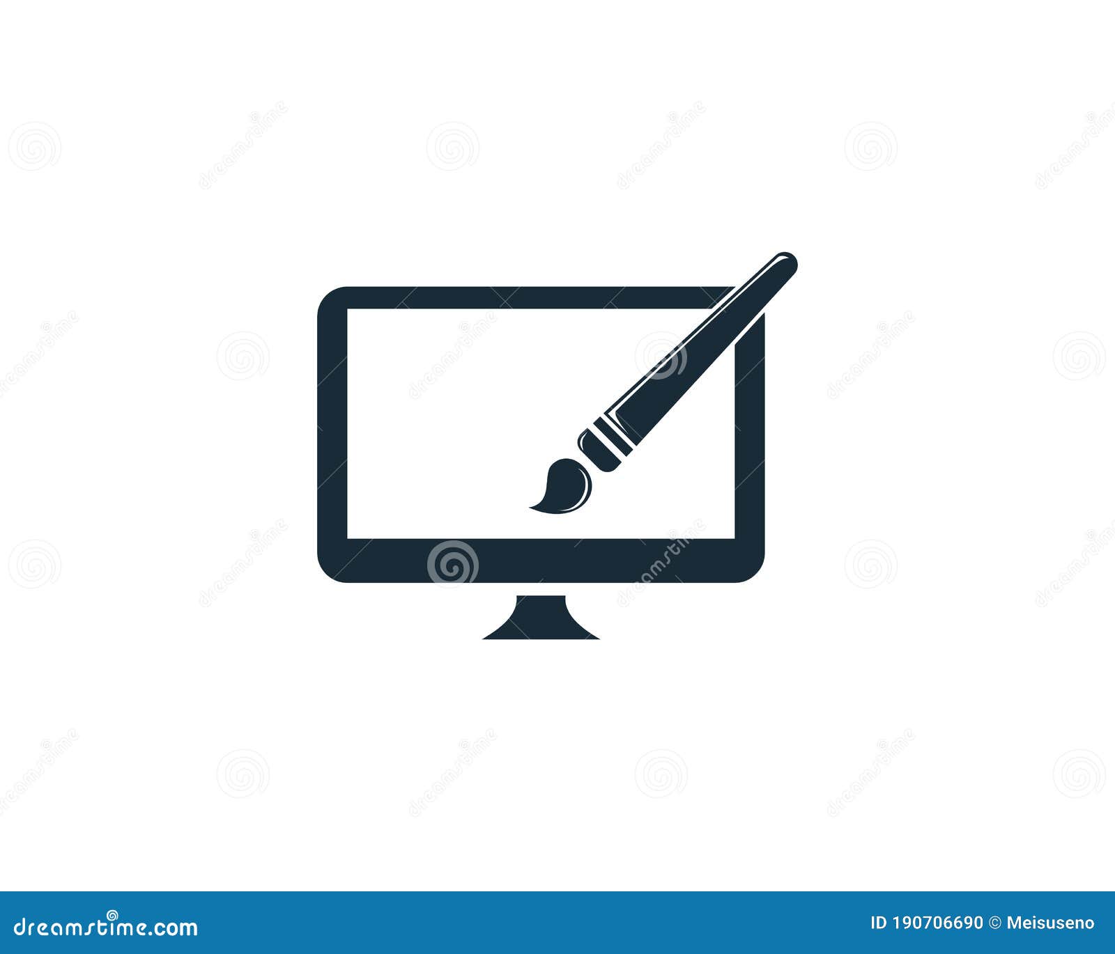 Screen and Paint Brush Icon Vector Logo Template Illustration Design ...