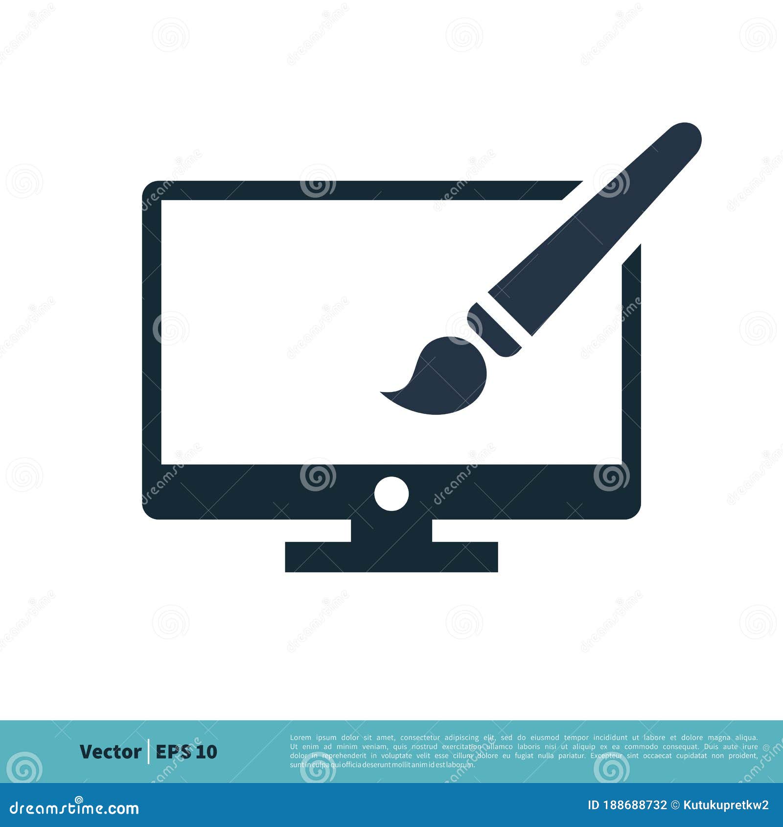Screen and Paint Brush Icon Vector Logo Template Illustration Design ...