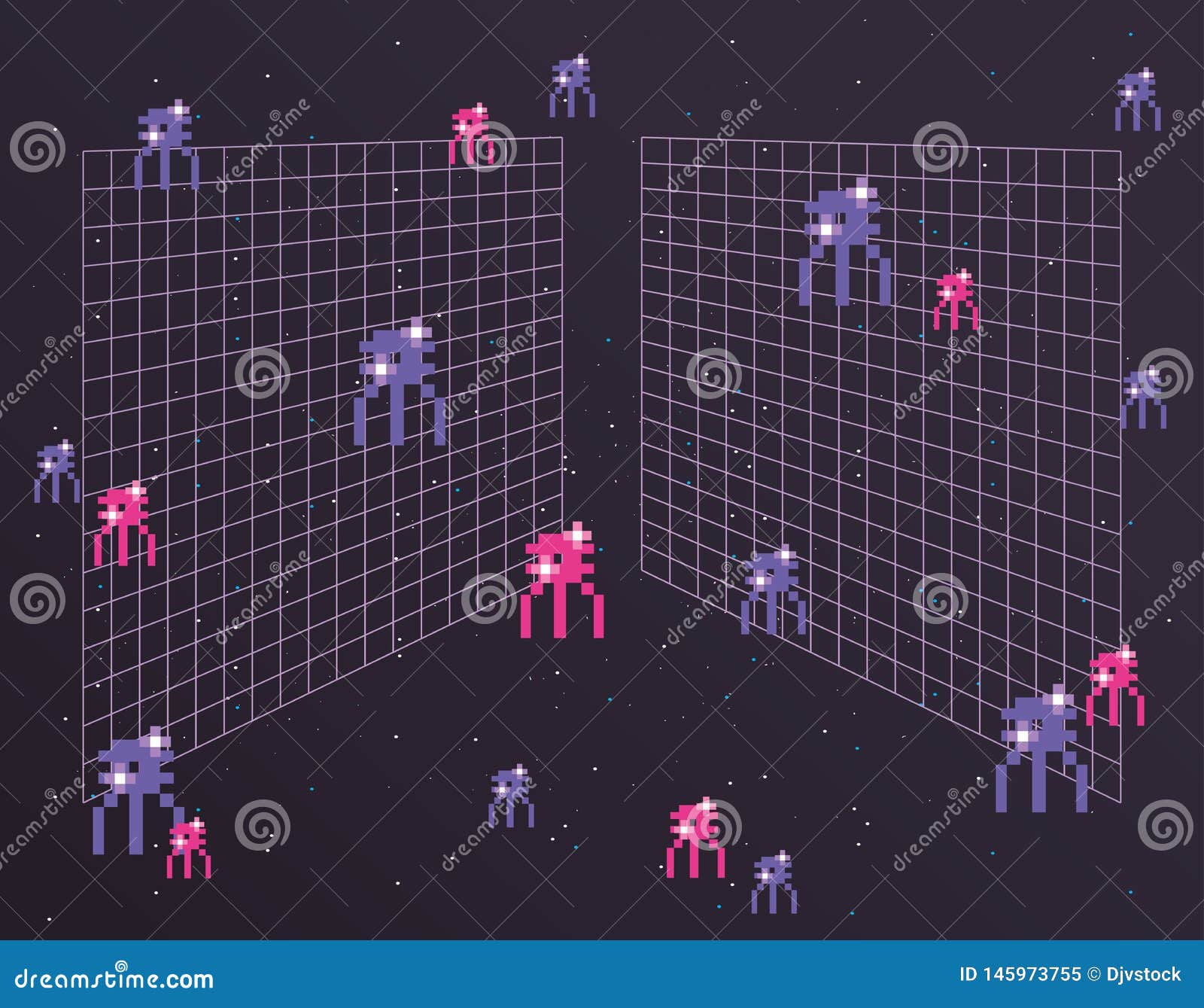 Pixel Art Aliens. Alien Planet Surface Texture Seamless Tile Backdrop ...