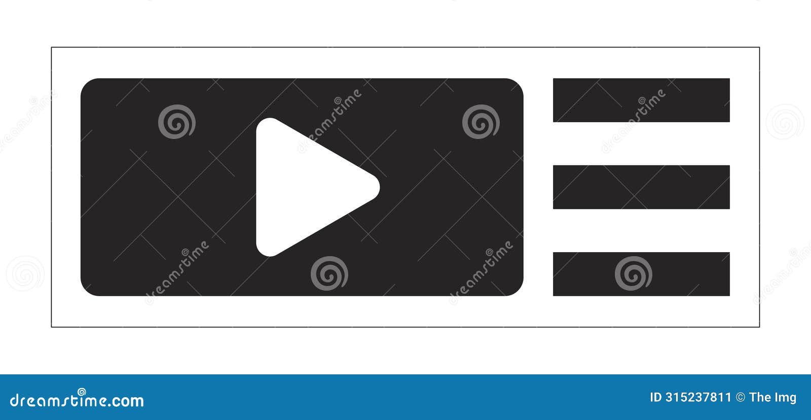 Screen with Play Button 2D Linear Cartoon Object Stock Vector ...