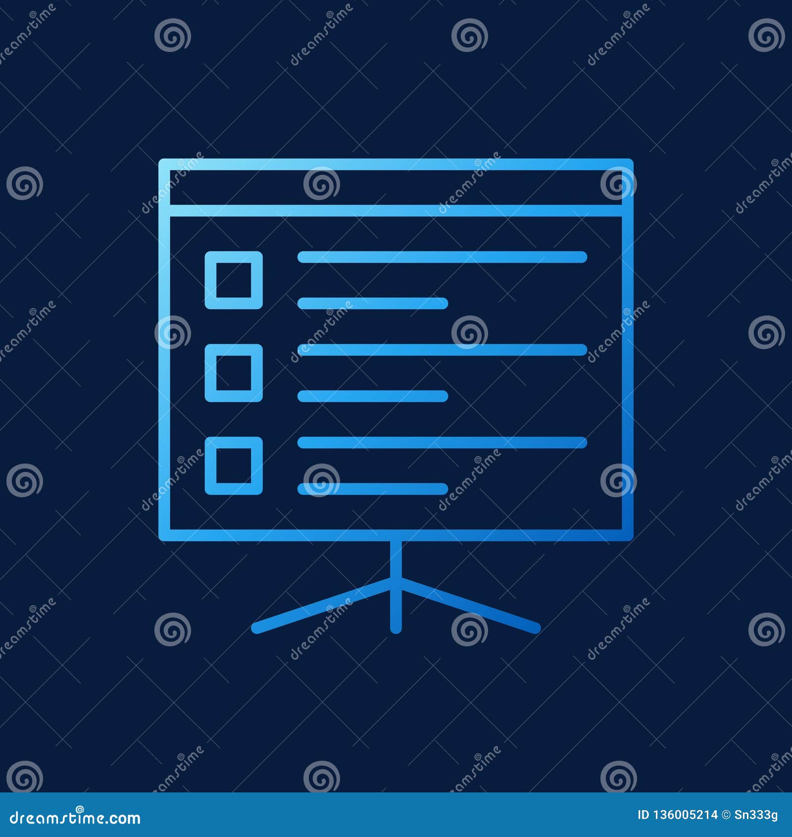 Projector Screen Vector Blue Line Icon or Sign Stock Vector ...