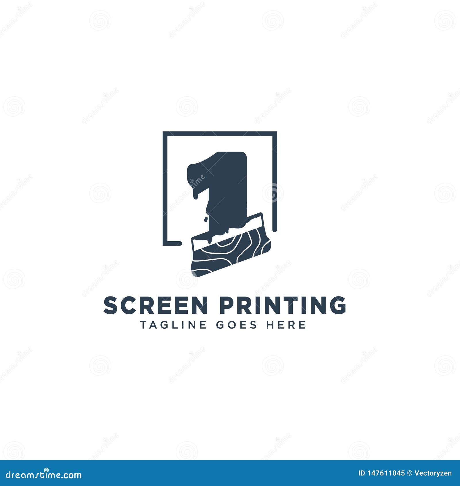 Screen Printing Logo Design Concept Vector Illustration Stock Vector ...