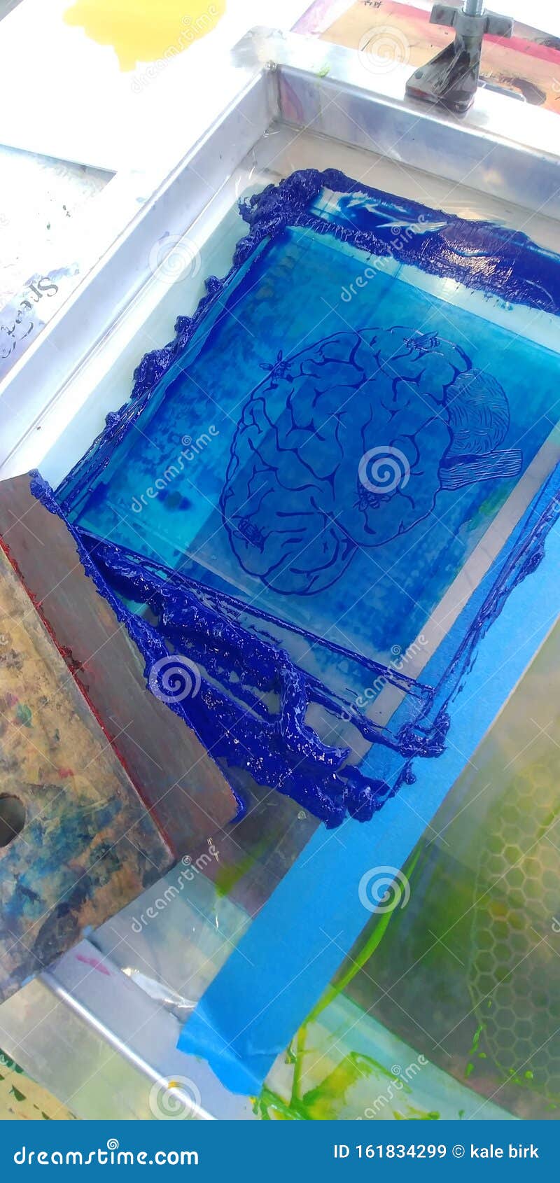 Screen Printing Silk with Blue Ink Stock Image - Image of silk, screen ...