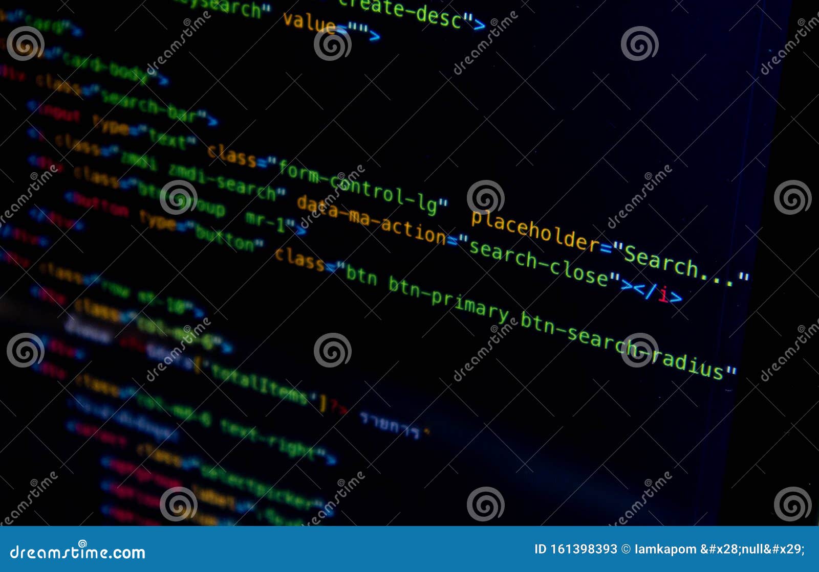 The Screen Of The Program Source Code On The Laptop Placed On The Desk Which The Programmer Has