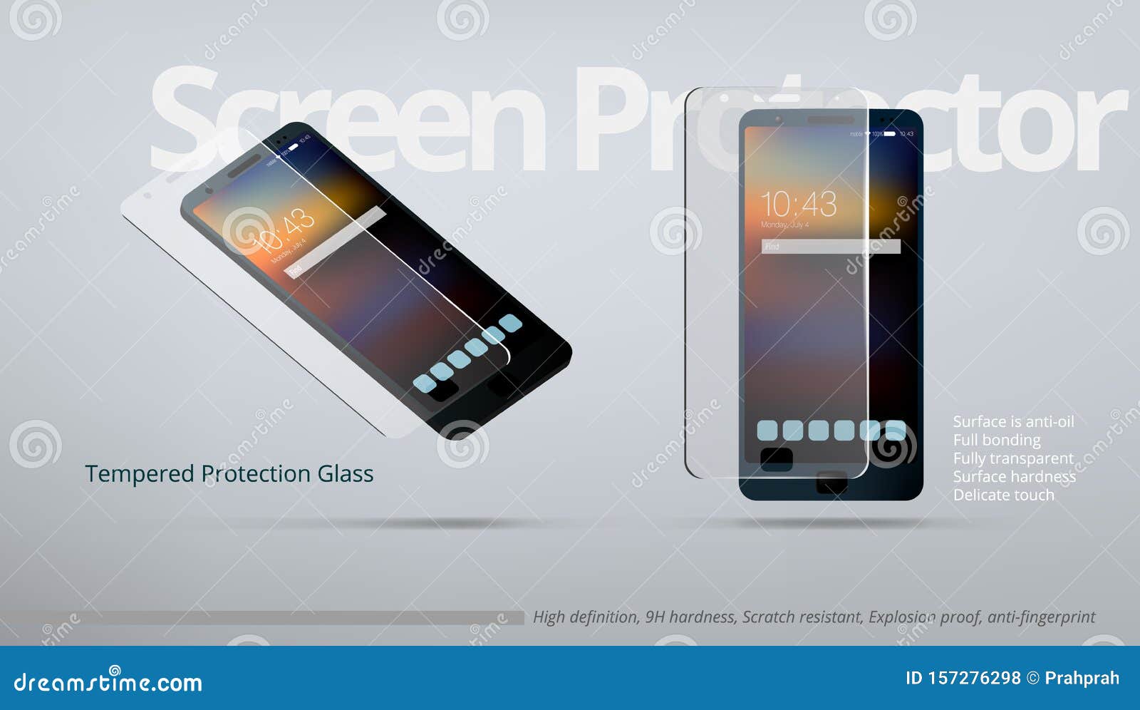 Screen Protector Tempered Transparent Glass AD Template Stock ...