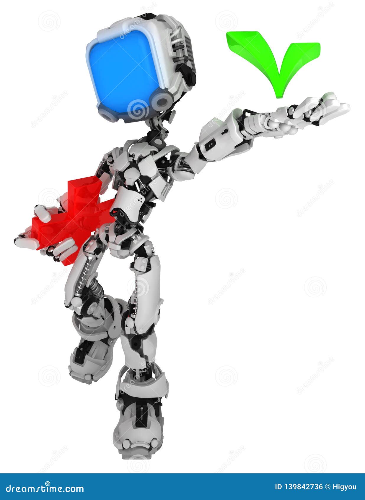 Live Screen Robot, Check Mark Stock Illustration - Illustration of blue ...