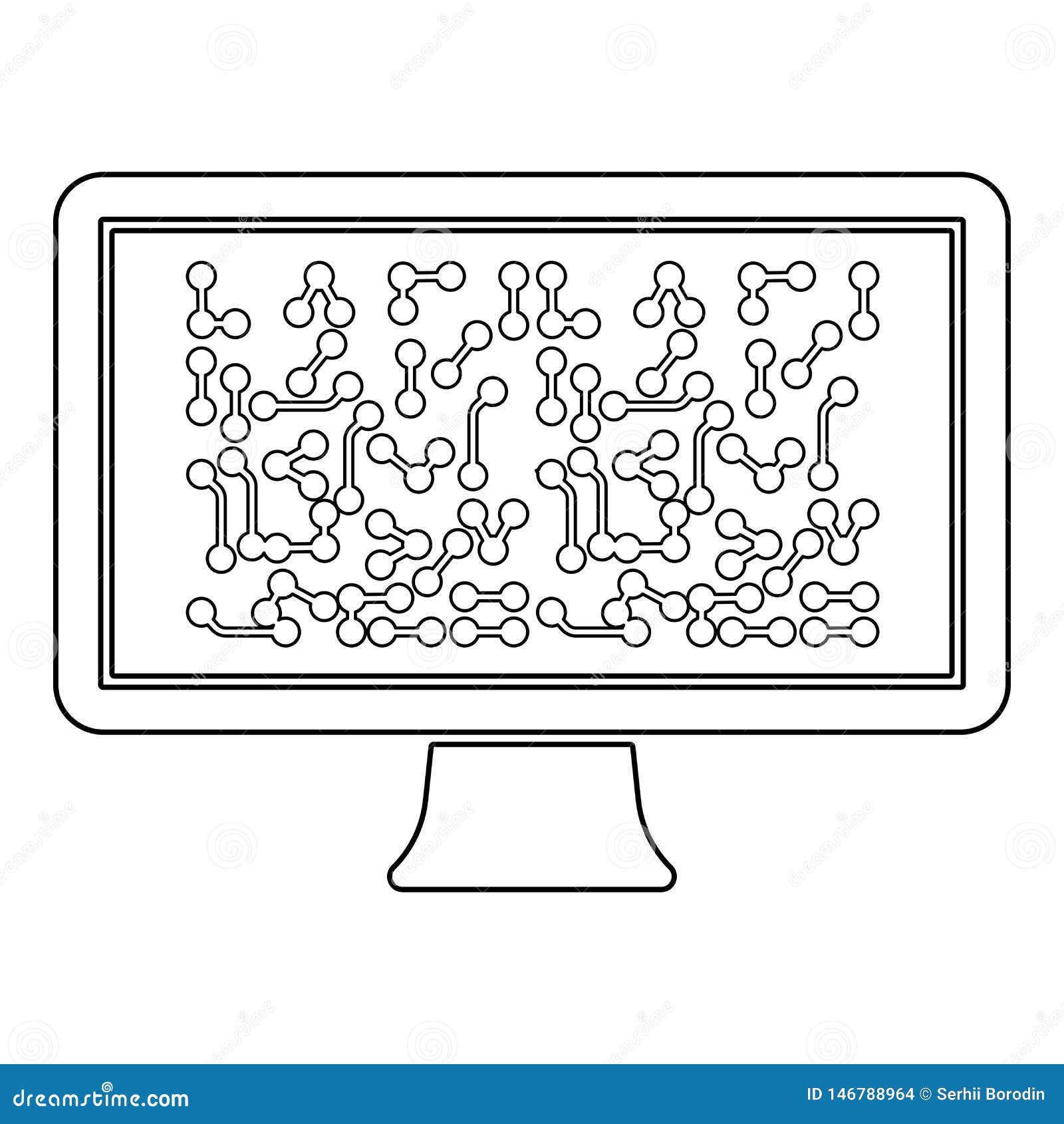 Screen with the Scheme Technology Concept Icon Outline Black Color ...