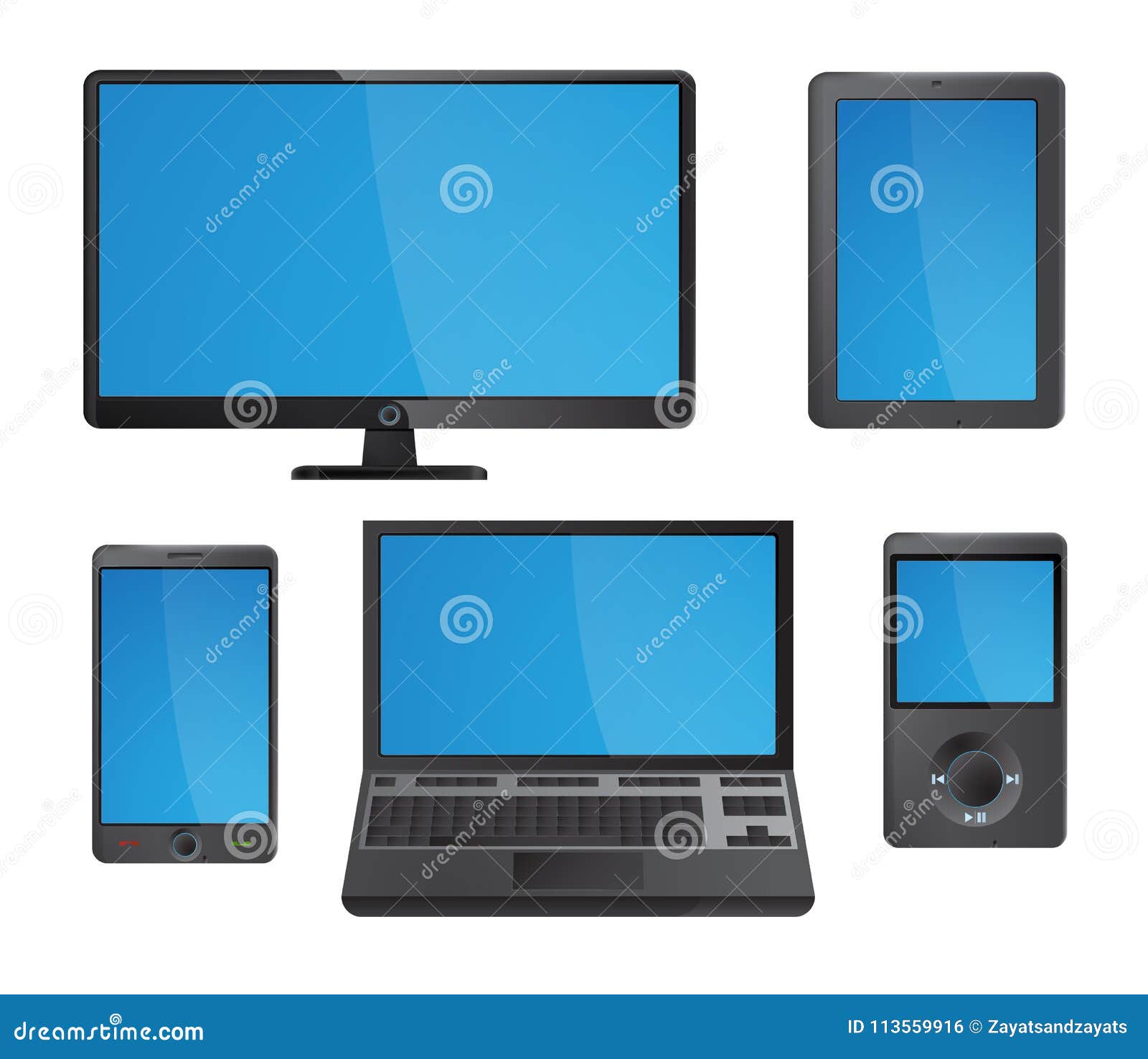 Screen set stock vector. Illustration of device, display - 113559916