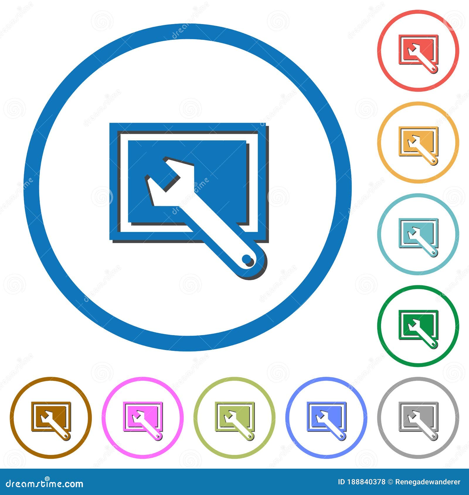 Screen Settings Icons with Shadows and Outlines Stock Vector ...