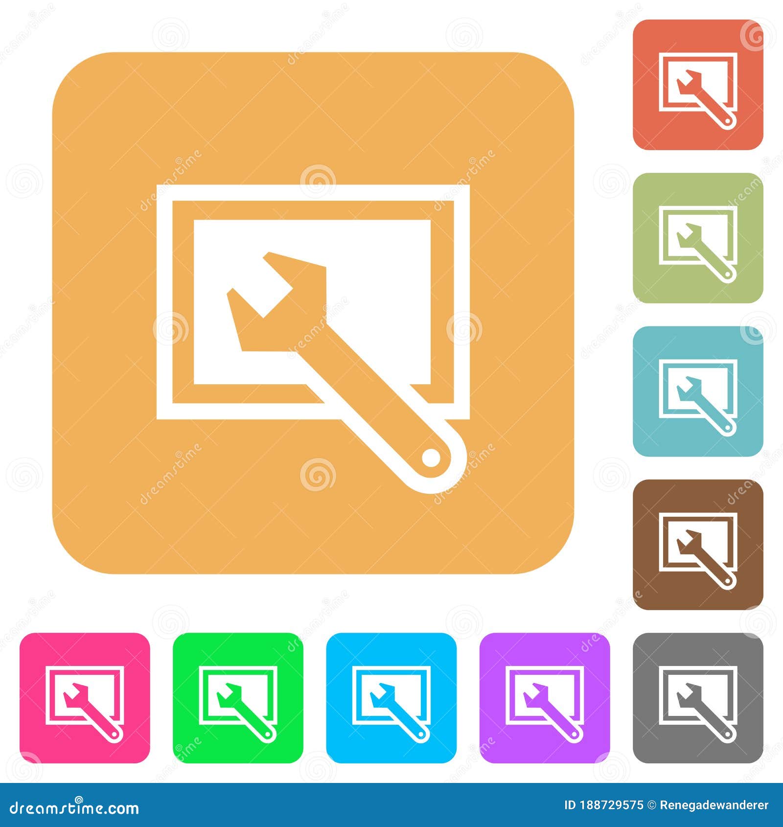 Screen Settings Rounded Square Flat Icons Stock Vector - Illustration ...