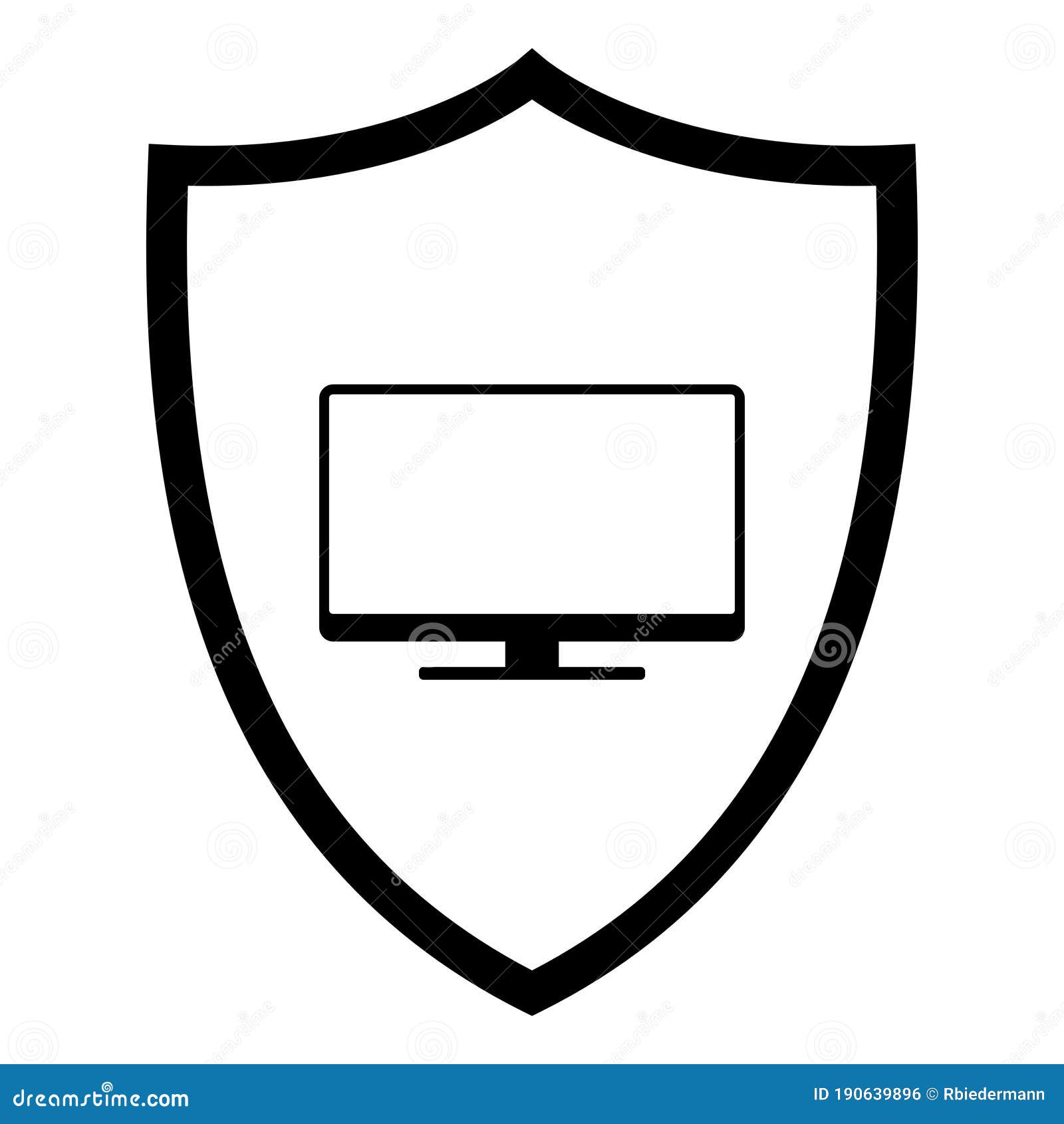 Screen and shield stock vector. Illustration of black - 190639896