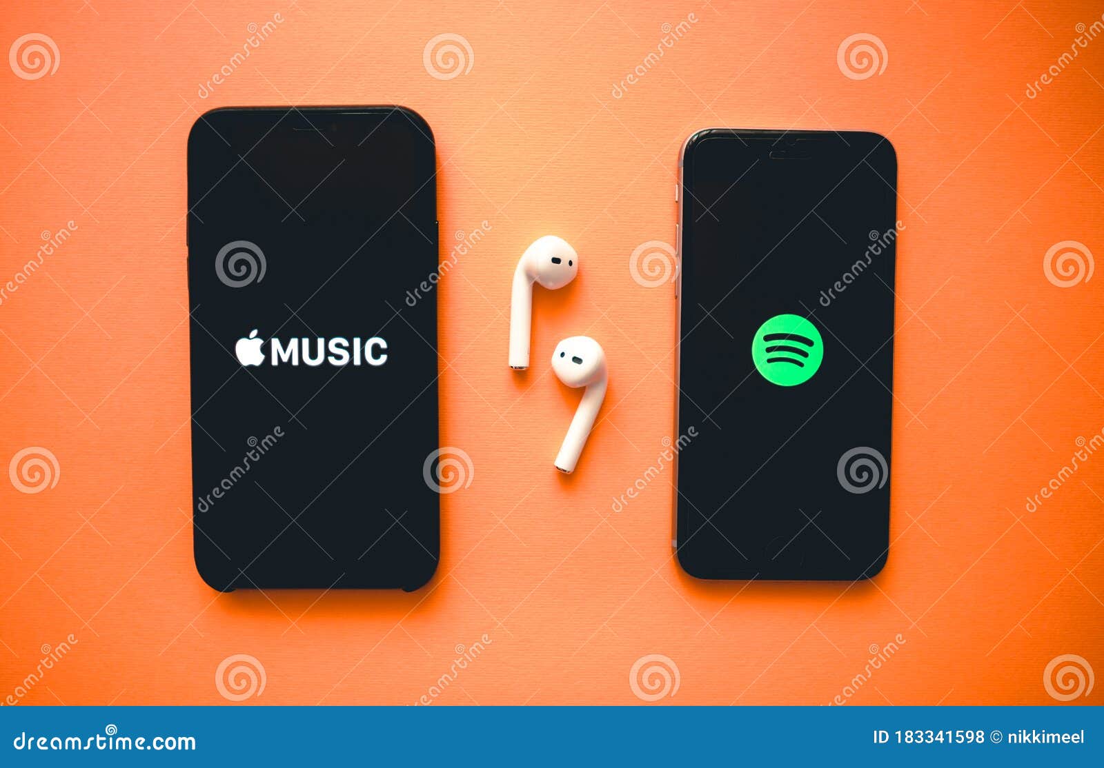 Screen Shot of Apple Music App and Spotify. Editorial Stock Photo ...