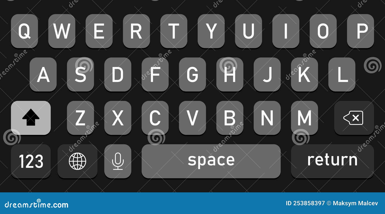 Screen Smartphone Keyboard. Mobile Phone Alphabet Buttons Keypad ...