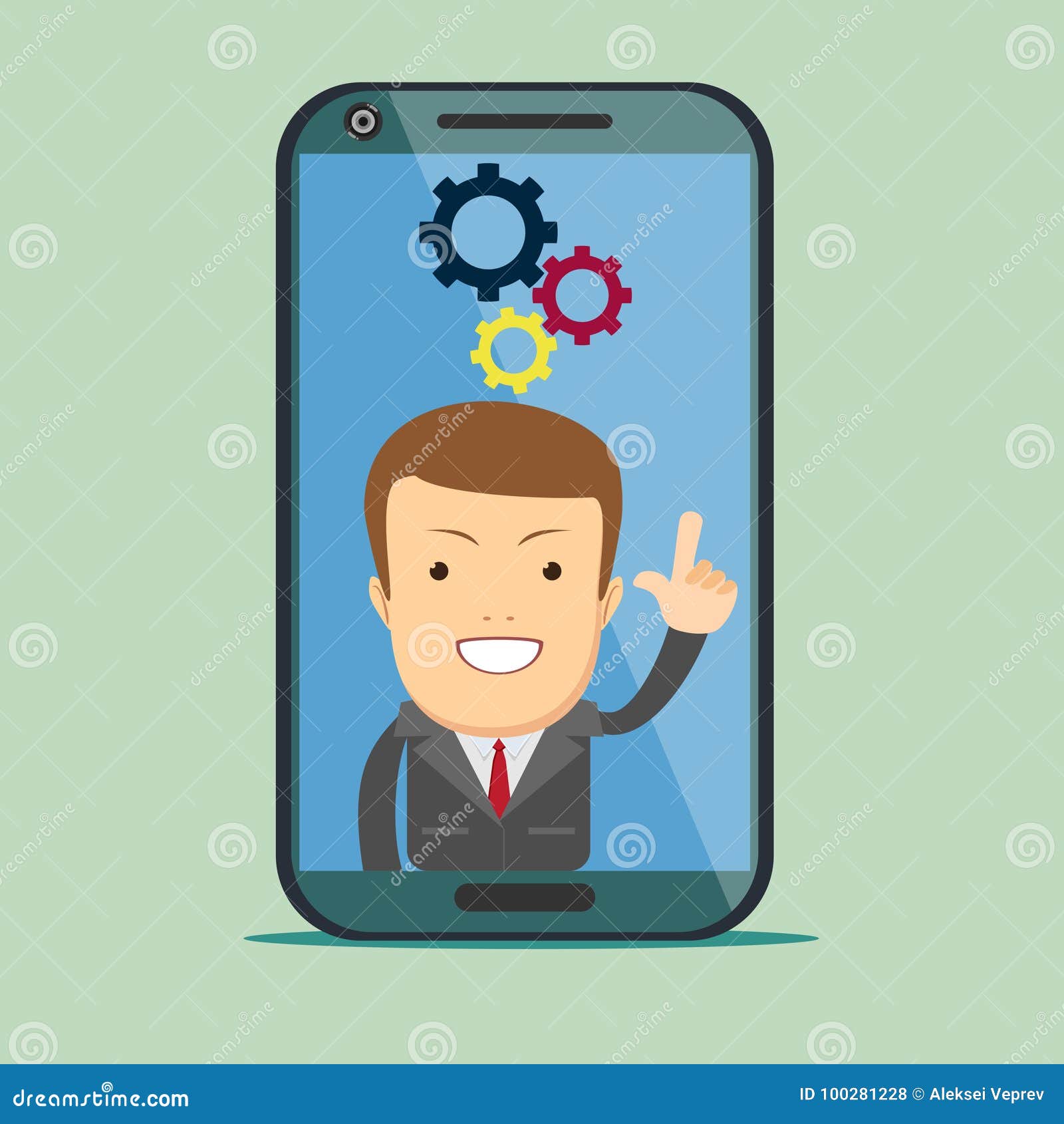 Screen Smartphone with Virtual Assistant - Businessman. Stock Vector ...