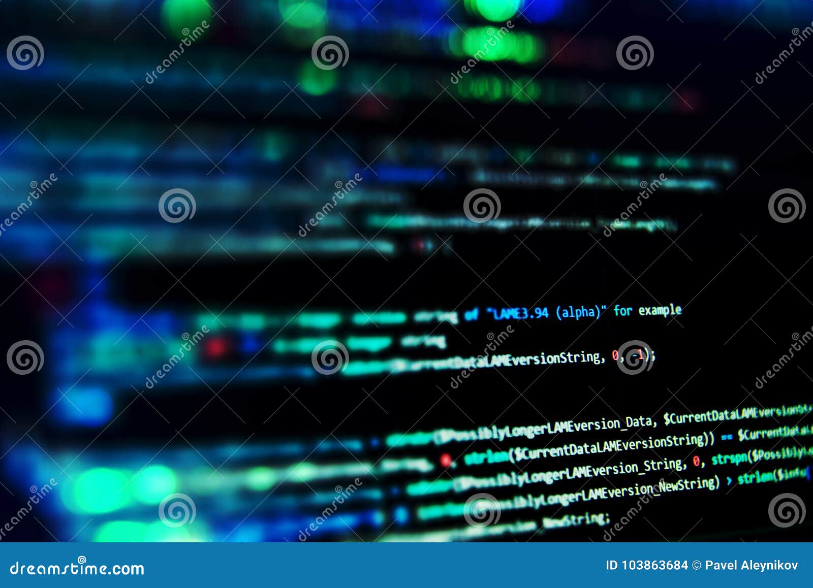Screen with Software Developer Code. Blur Lights. Stock Photo - Image ... Screen with Software Developer Code. Blur Lights. Stock Photo - Image ...