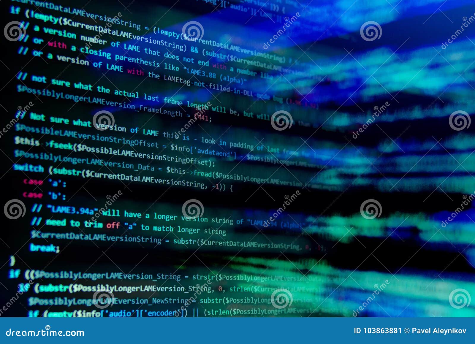 Screen with Software Developer Code. Blur Lights. Stock Image - Image ... Screen with Software Developer Code. Blur Lights. Stock Image - Image ...