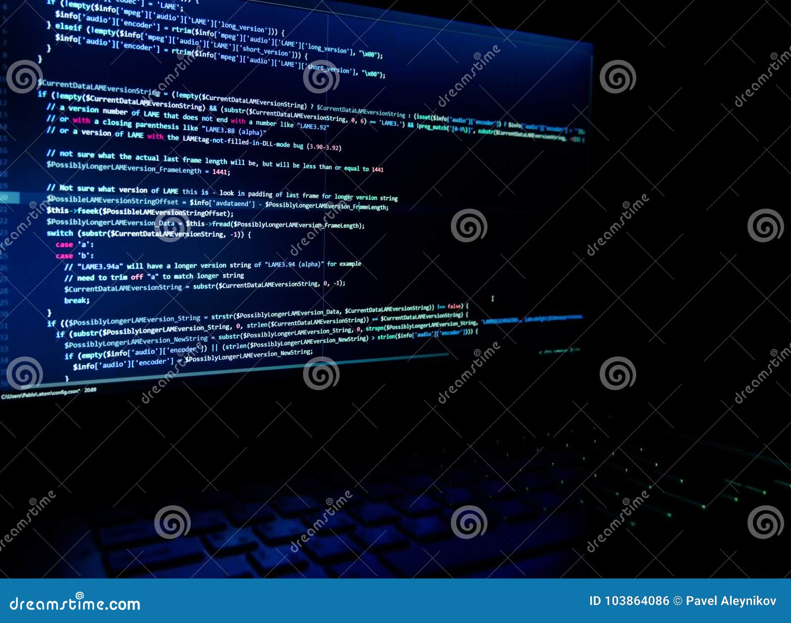 Screen with Software Developer Code. Blur Lights. Stock Photo - Image ... Screen with Software Developer Code. Blur Lights. Stock Photo - Image ...