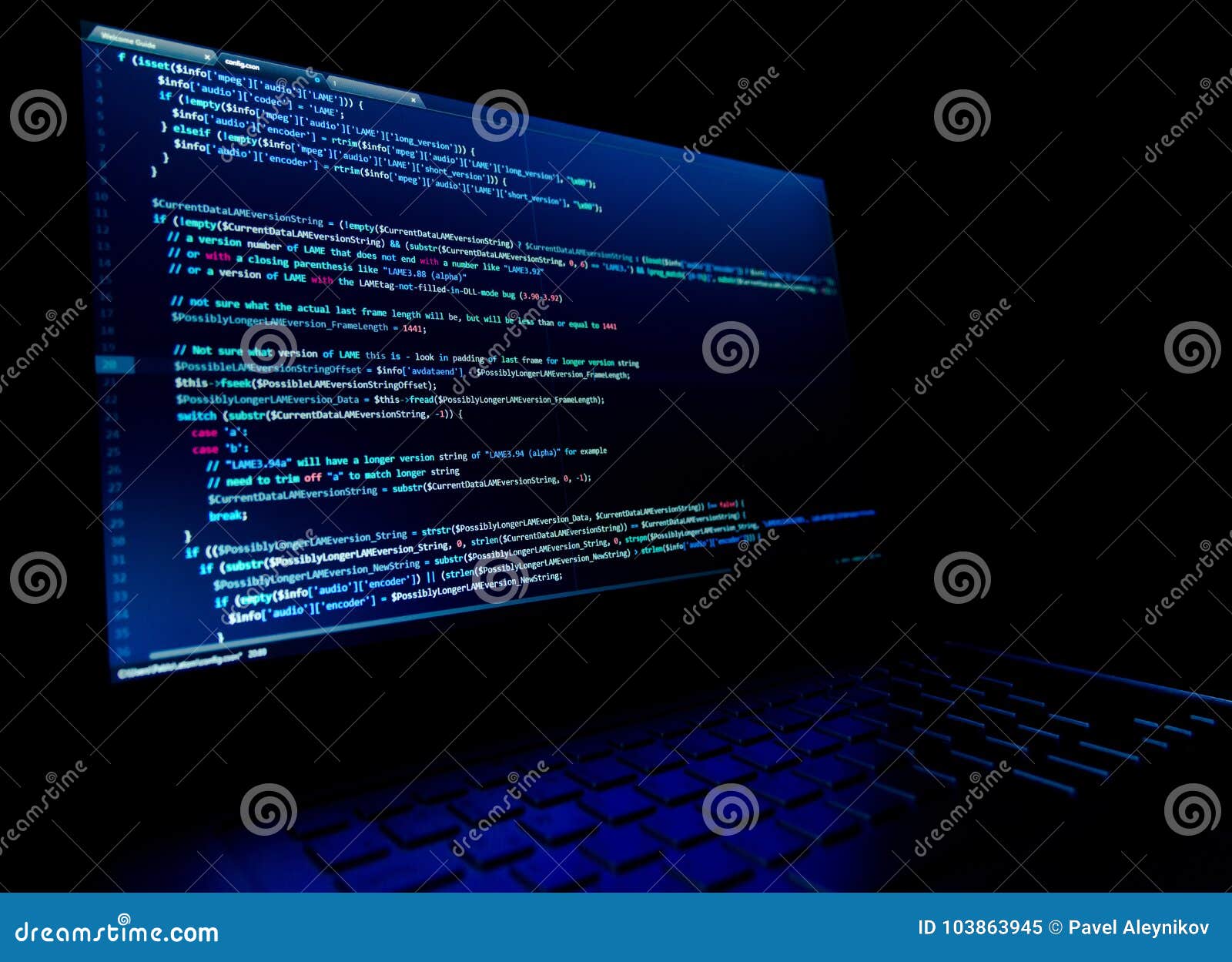 Screen with Software Developer Code. Blur Lights. Stock Image - Image ... Screen with Software Developer Code. Blur Lights. Stock Image - Image ...
