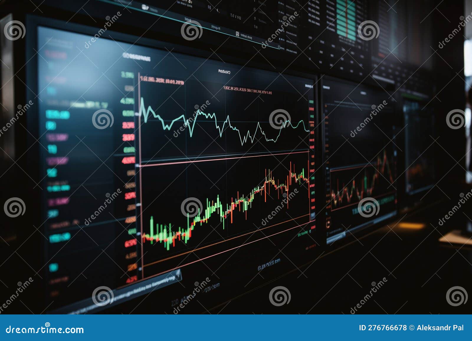 Screen with Stock Market Index Charts and Diagrams. Ai Generative Stock ...