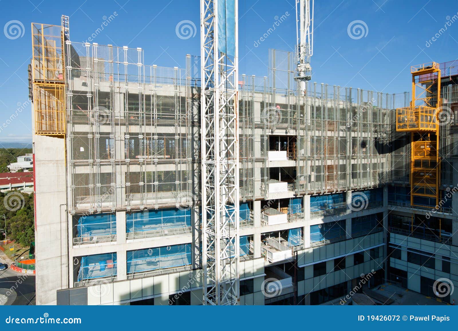 Screen System on the Construction Building Stock Photo - Image of ...