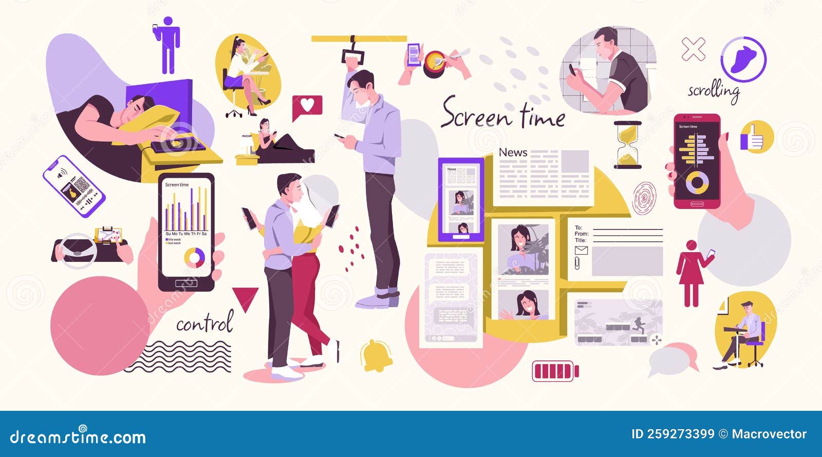 Screen Time Abstract Set stock vector. Illustration of scrolling ...