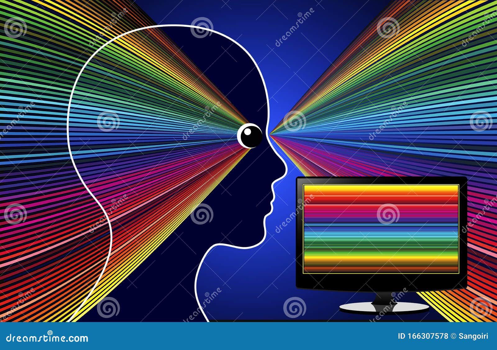 Screen Time Affects Eyes and Brain 库存例证 - 插画 包括有 成人, 作用: 166307578