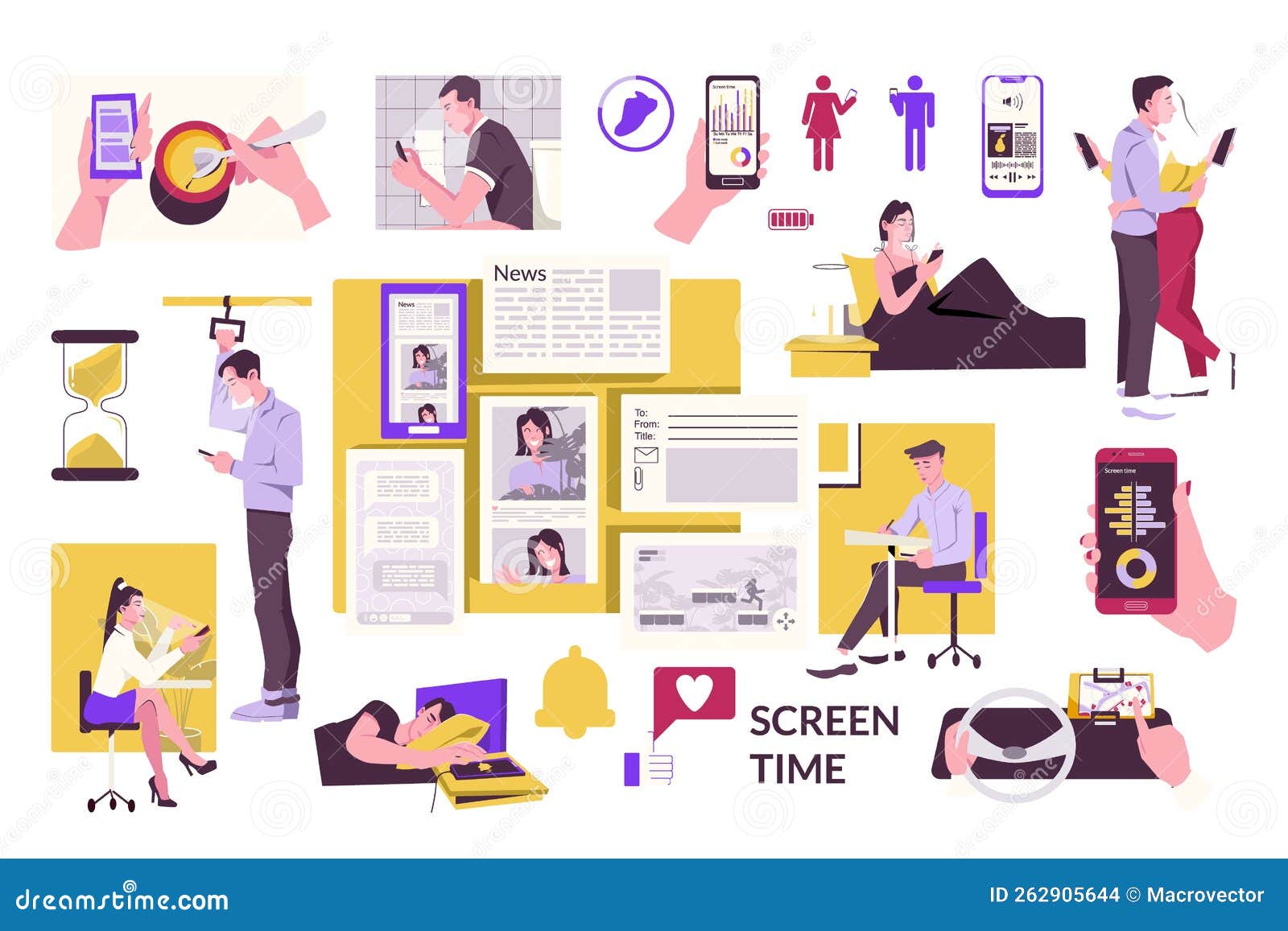 Screen Time Set stock vector. Illustration of decorative - 262905644