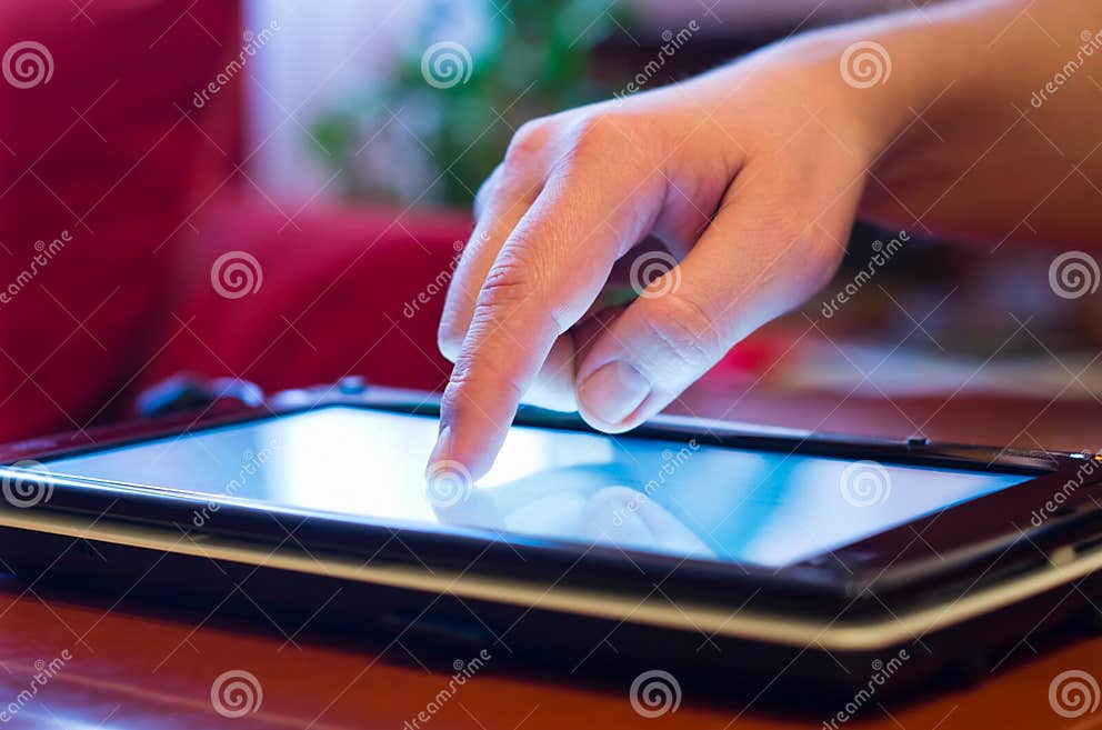 Screen Touching on Tablet-pc Stock Image - Image of equipment, mobile ...