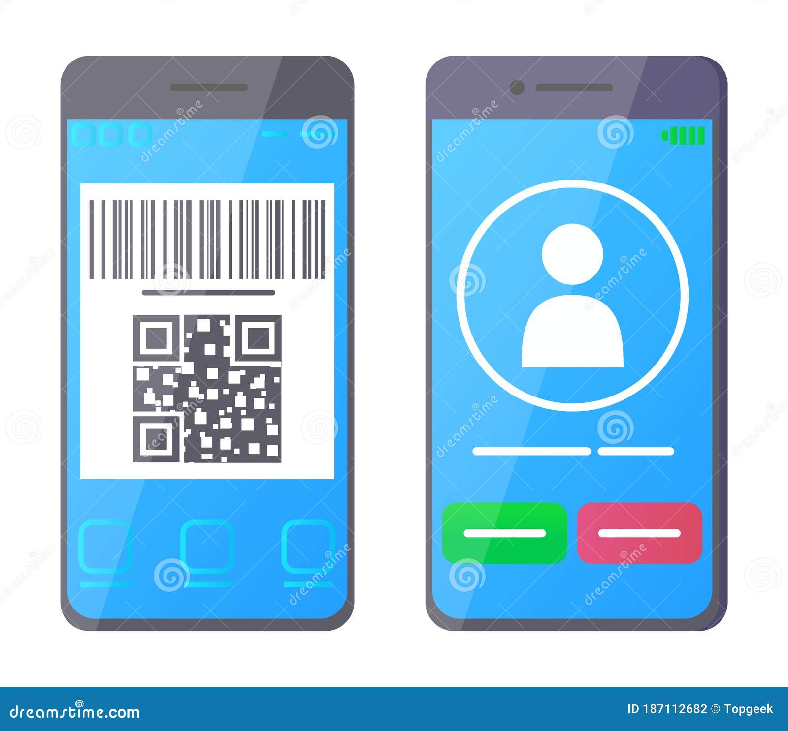 Smartphone with Outgoing Call and Scanner Vector Stock Vector ...