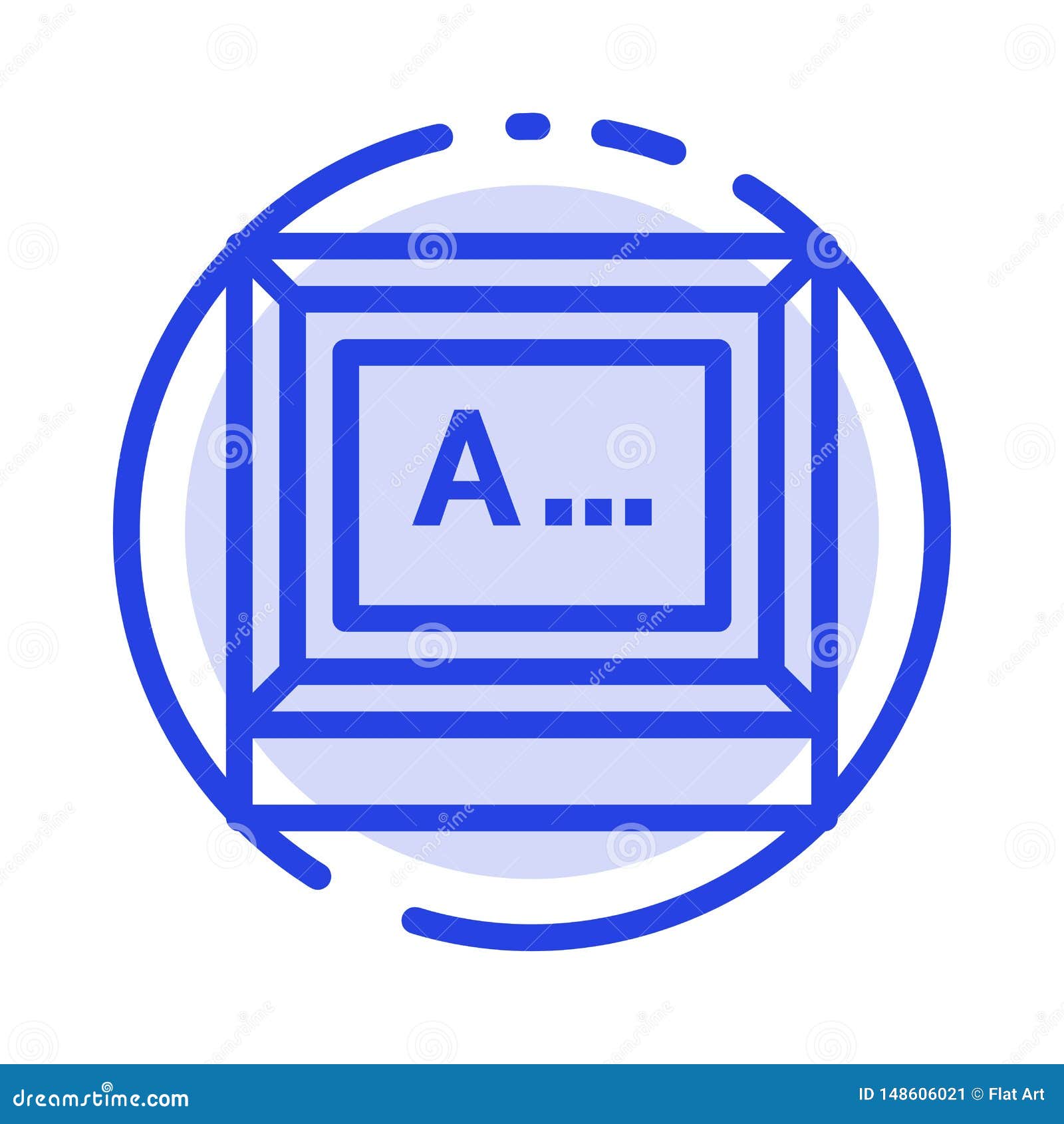 Screen, Typing, Text, Monitor Blue Dotted Line Line Icon Stock Vector ...