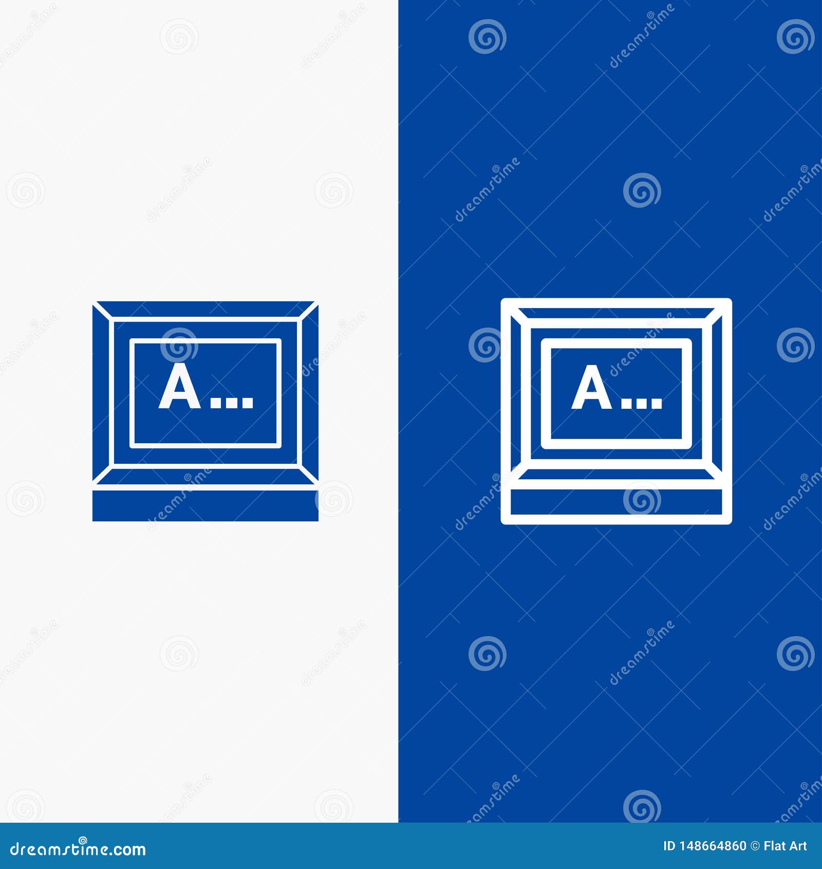 Screen, Typing, Text, Monitor Line and Glyph Solid Icon Blue Banner ...
