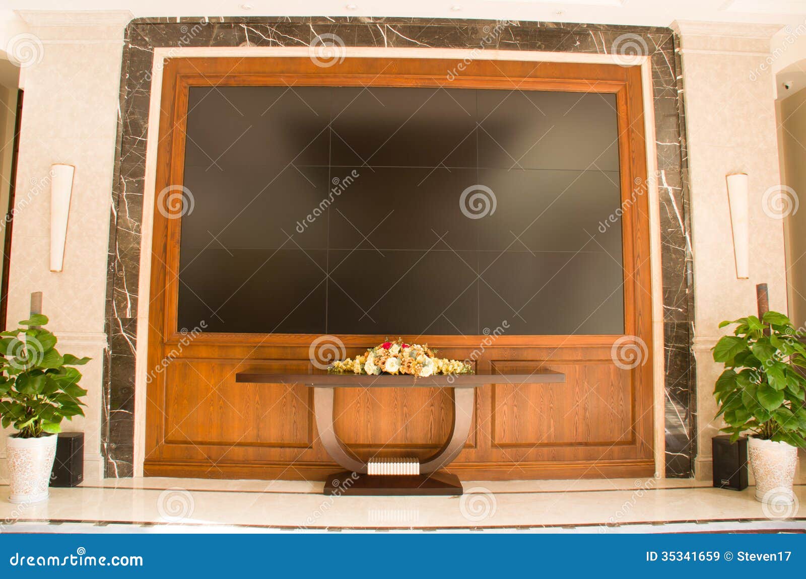 Screen on a wall stock image. Image of wall, meeting - 35341659