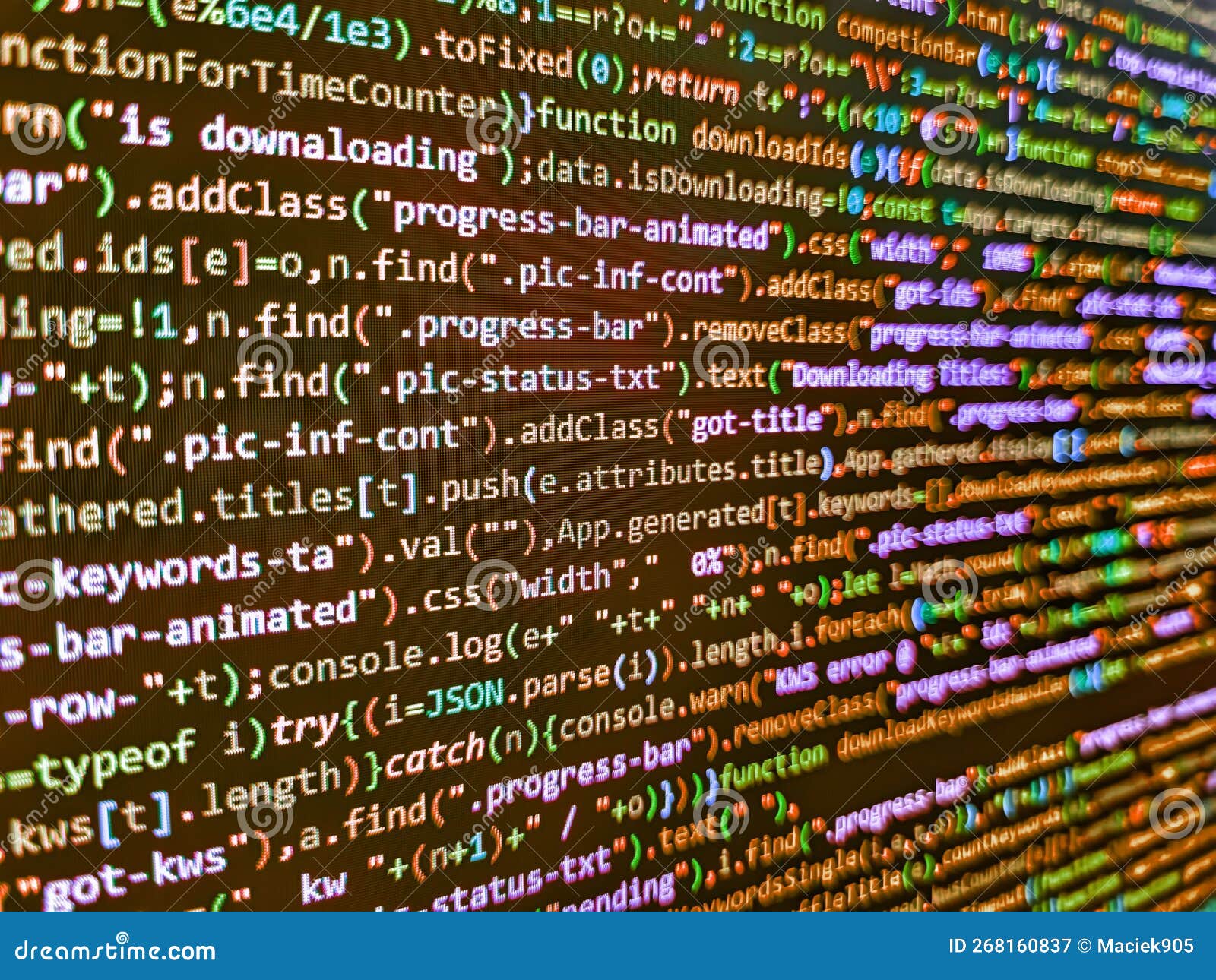 Screen Of Web Developing Code On Dark Background Internet App
