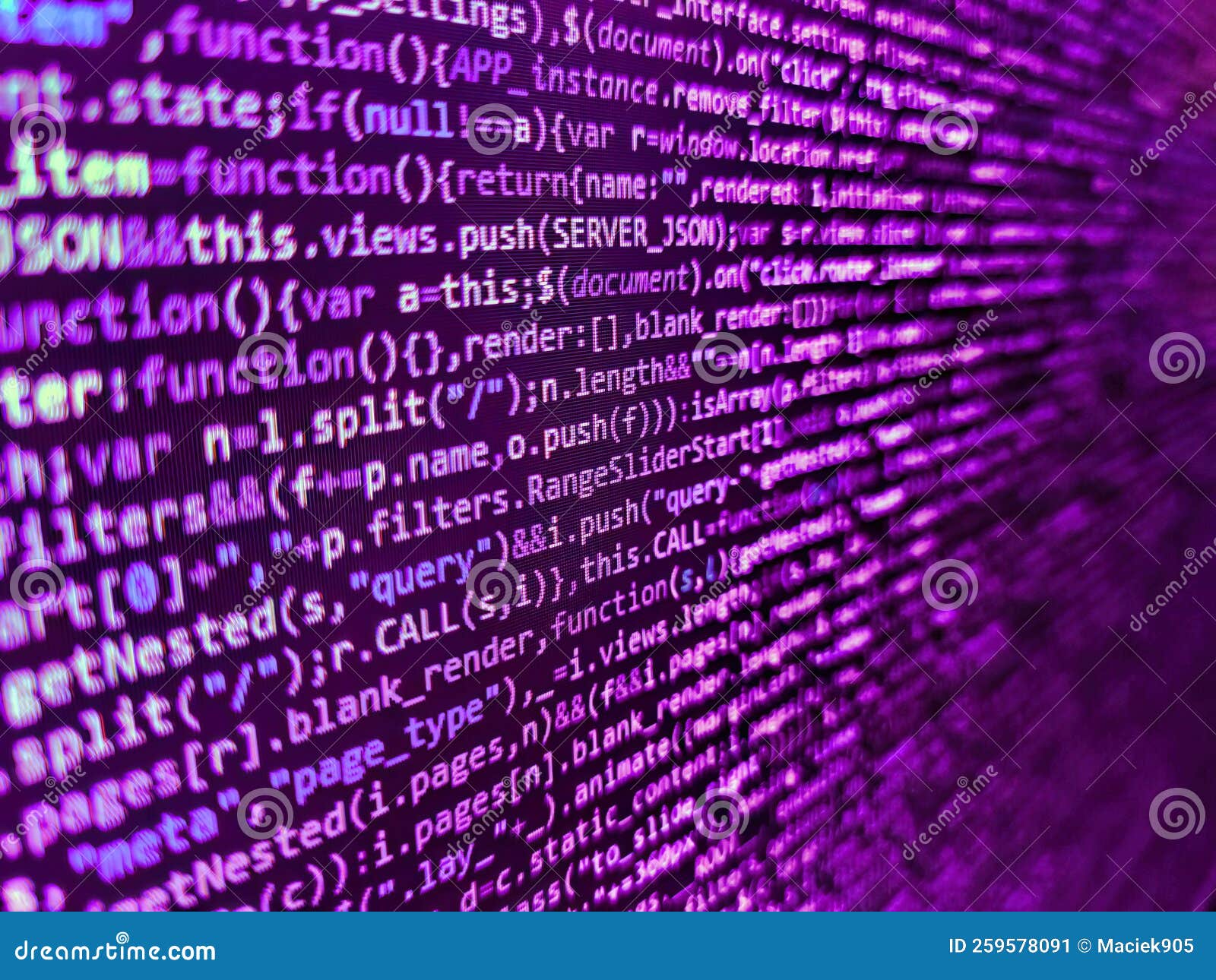 Screen Of Web Developing Javascript Code Digital Technology On Display Html Code On Lcd Screen