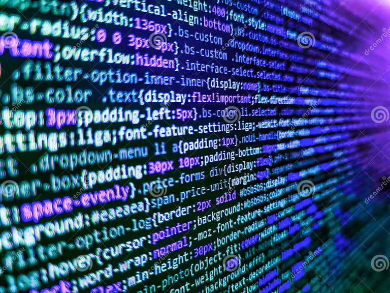 Screen of Web Developing Php Code on Dark Background. Software Developer Programming Code on ...