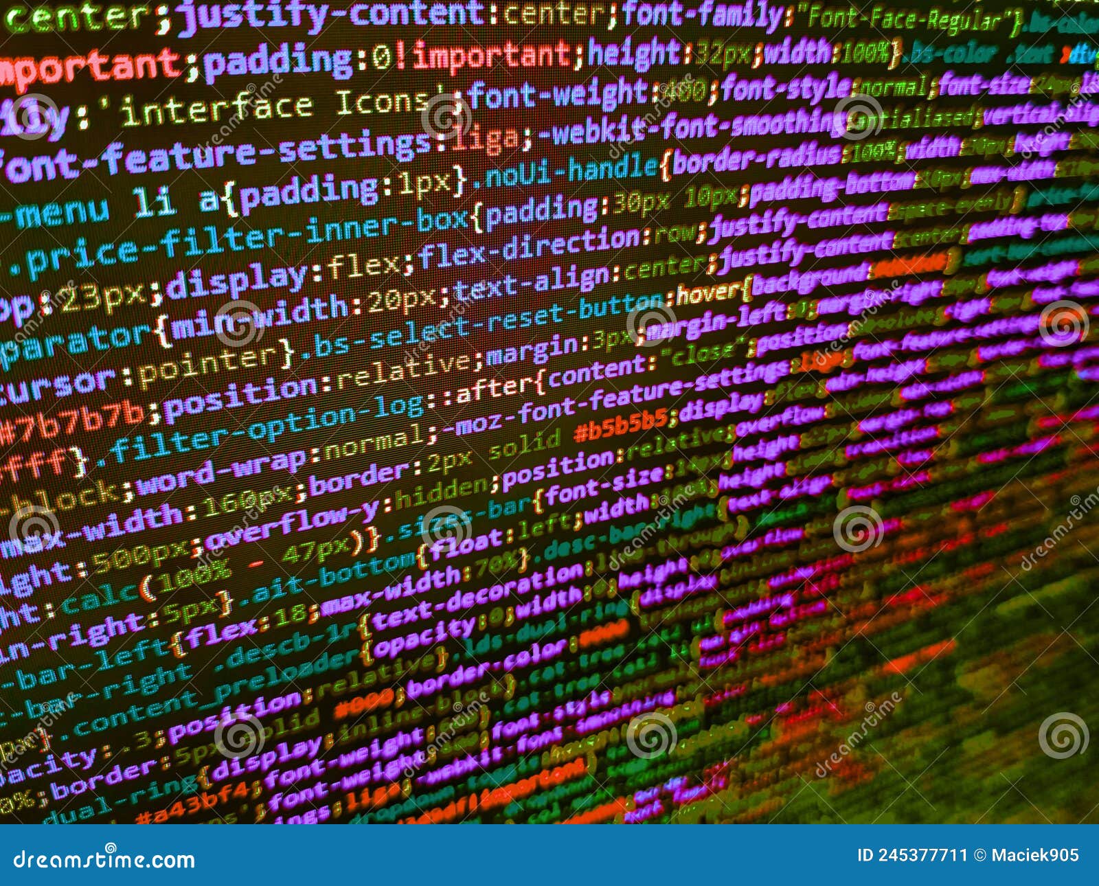 Screen of Web Developing Php Code on Dark Background. Technology ...