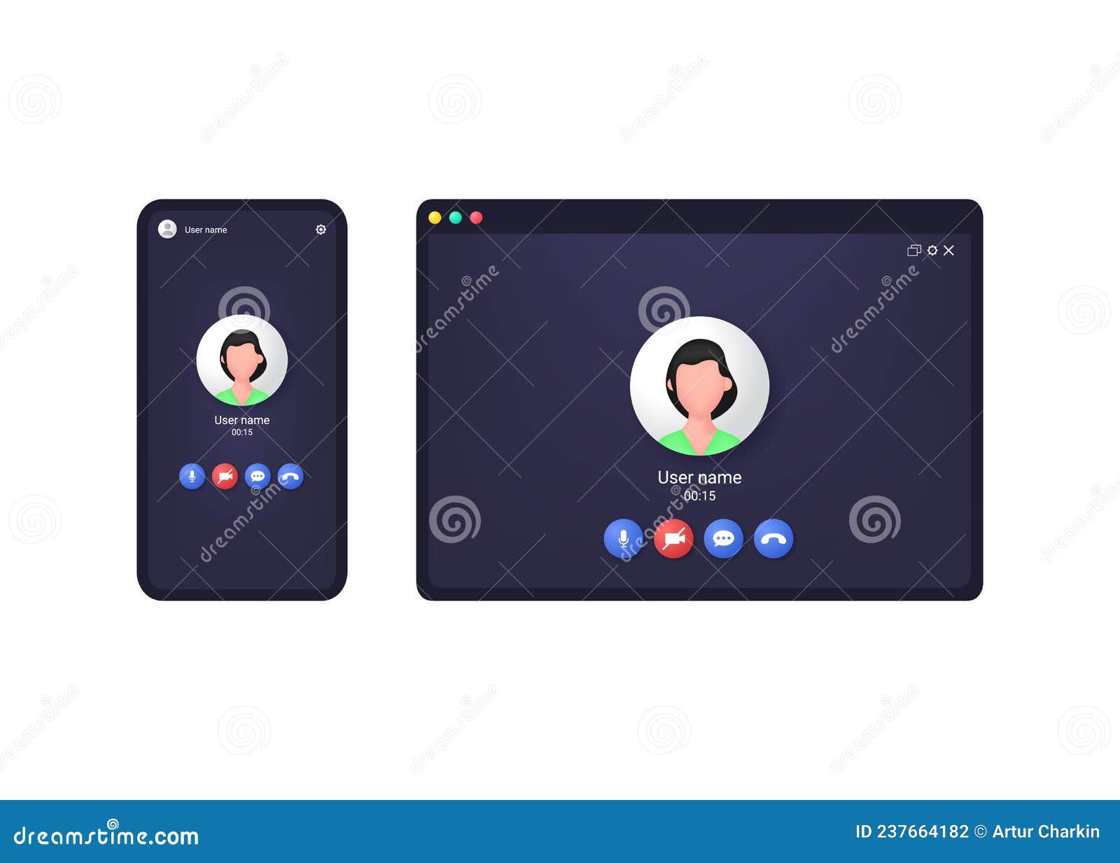 Screen Zoom Video Call with User Avatar on Multiple Devices. Stock ...