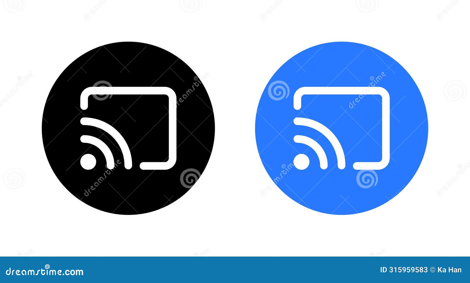 Screencast Icon on Circle Background. Cast Sign Symbol Stock Vector ...