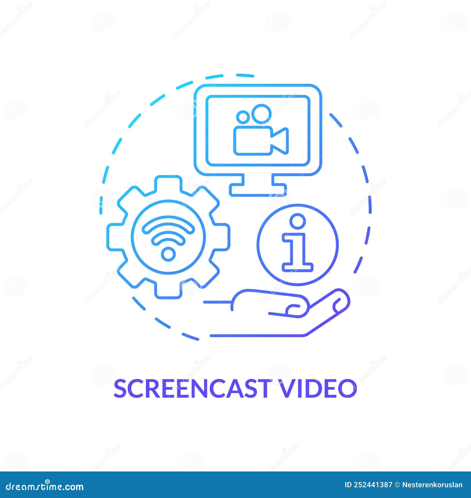 Screencast Video Blue Gradient Concept Icon Stock Vector - Illustration ...