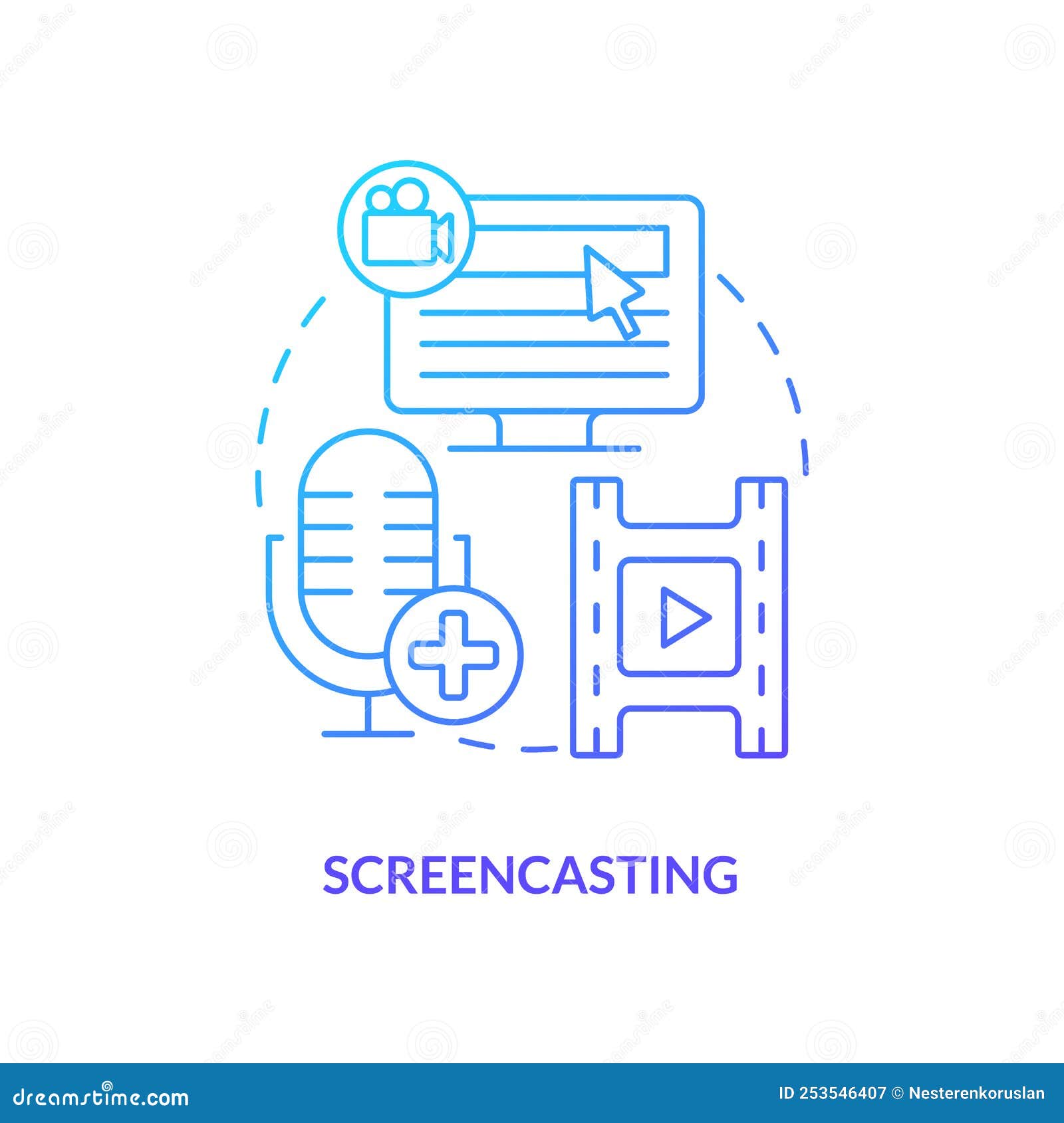 Screencasting Blue Gradient Concept Icon Stock Vector - Illustration of ...