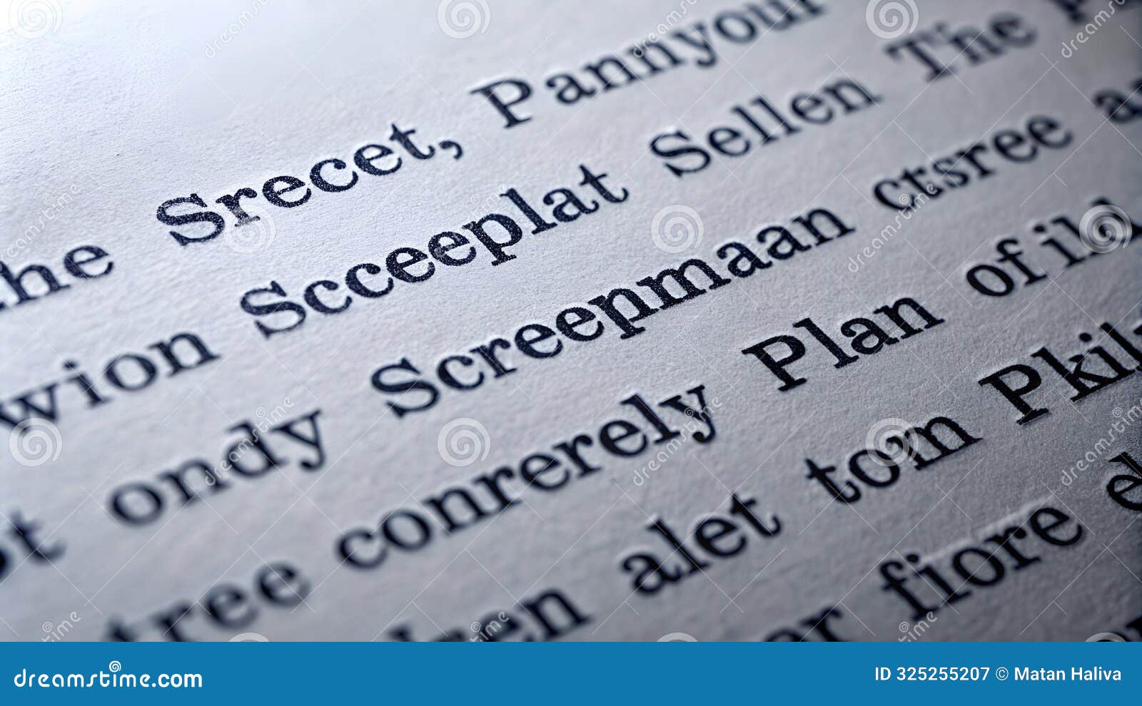 Screenplay Close-up 1 (generic Film Text Written by Photographer) Stock ...