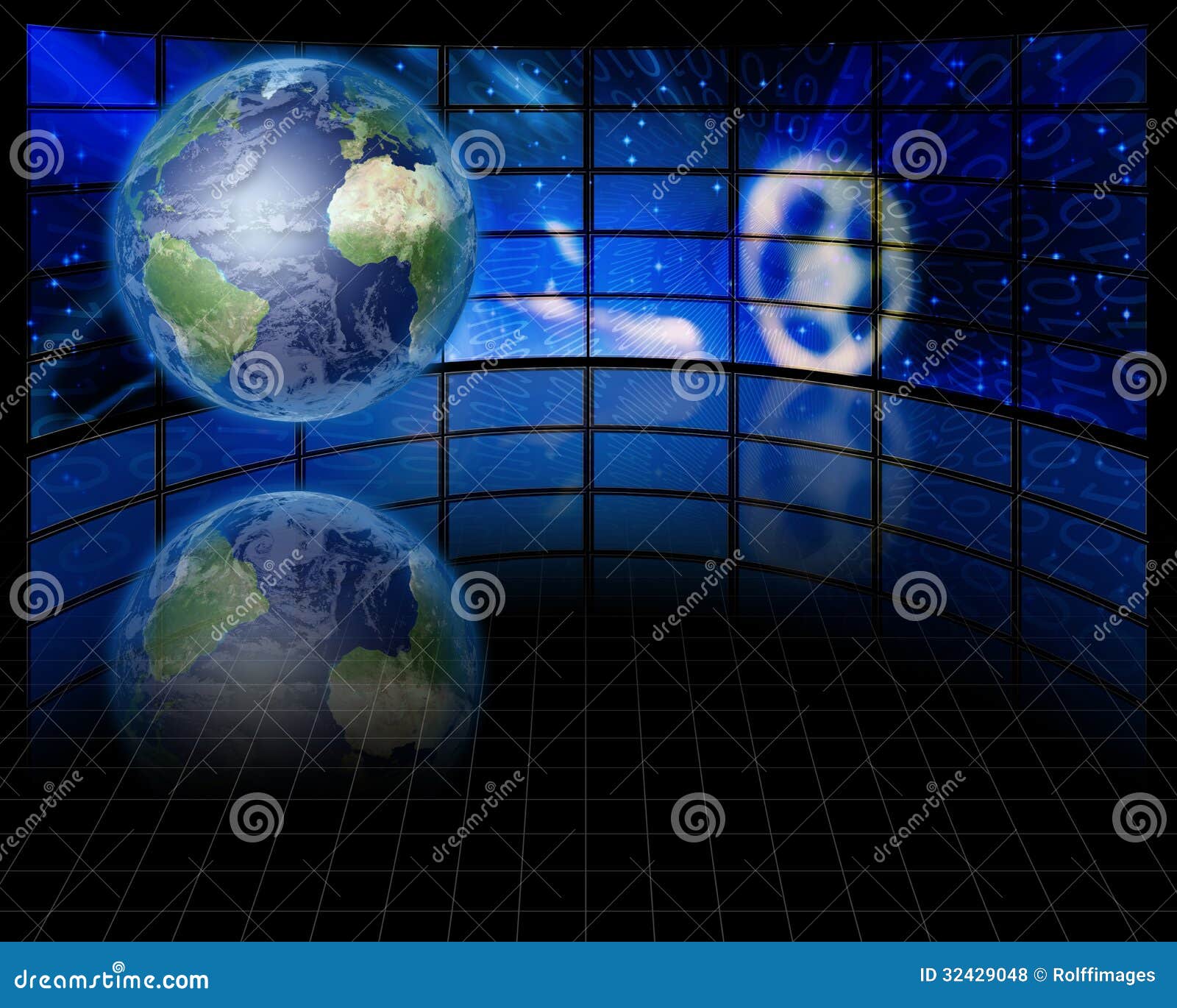 Screens and binary Earth stock illustration. Illustration of display ...