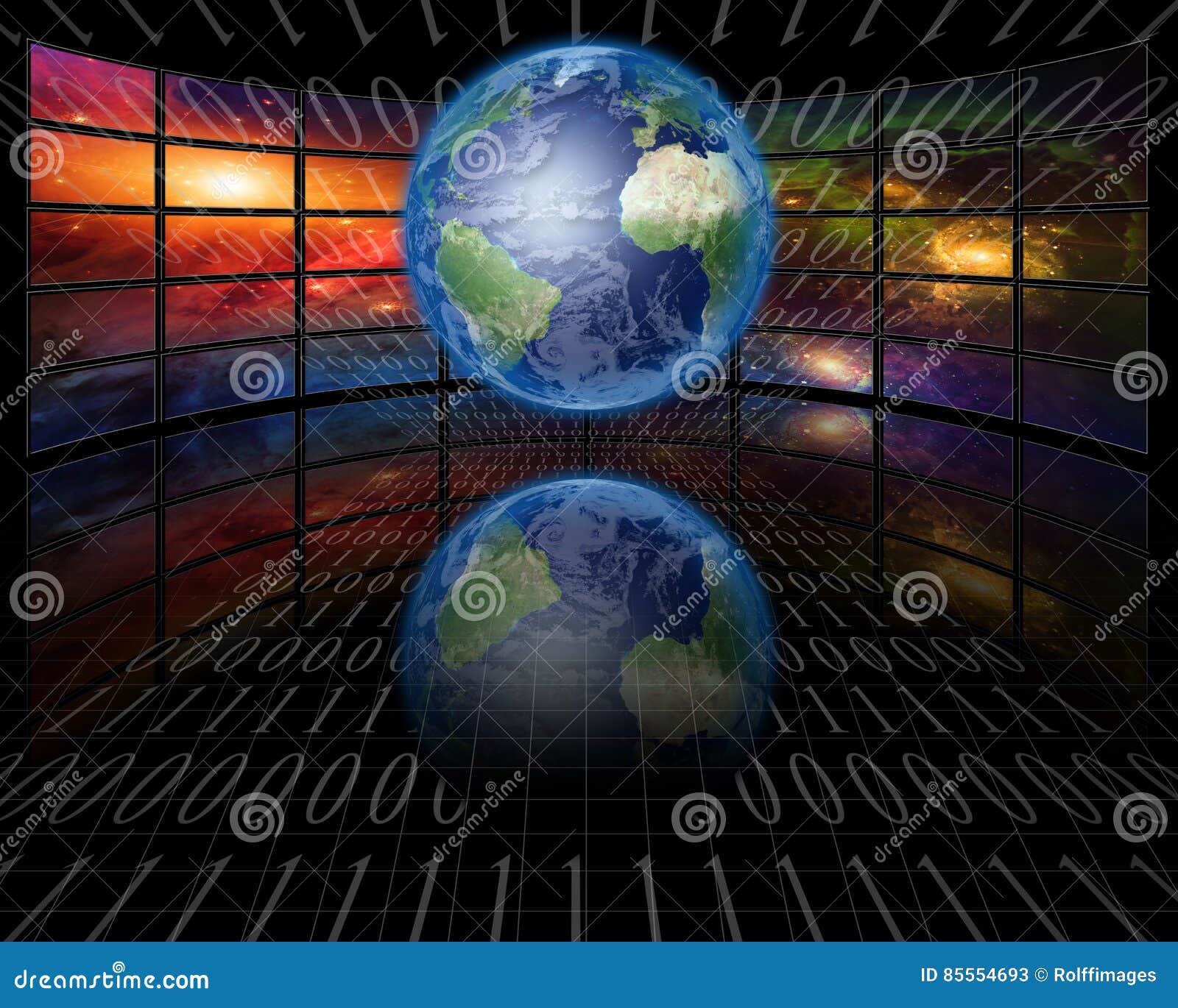 Screens and binary Earth stock illustration. Illustration of global ...