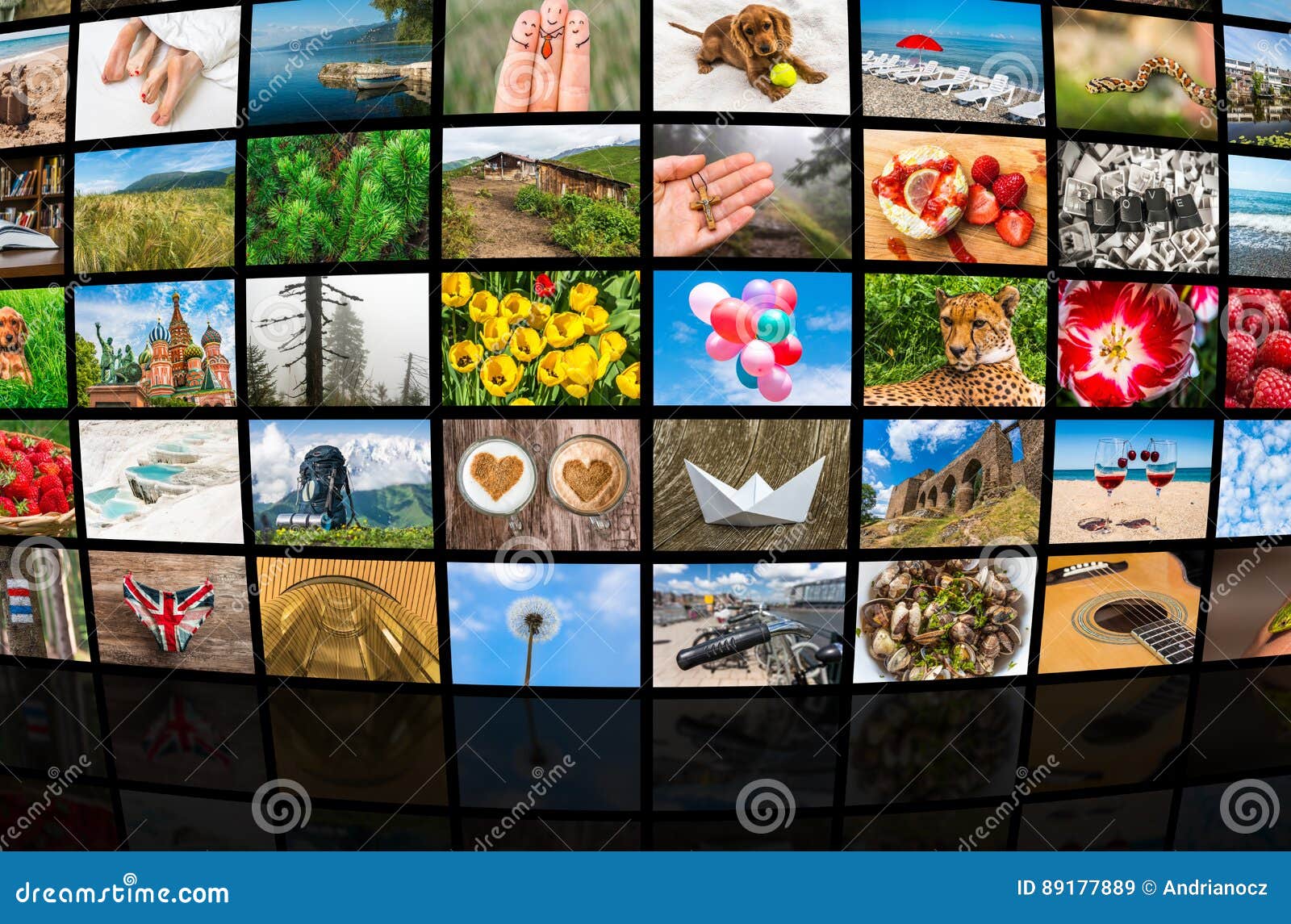 Screens Forming a Big Multimedia Broadcast Video Wall Stock Image ...