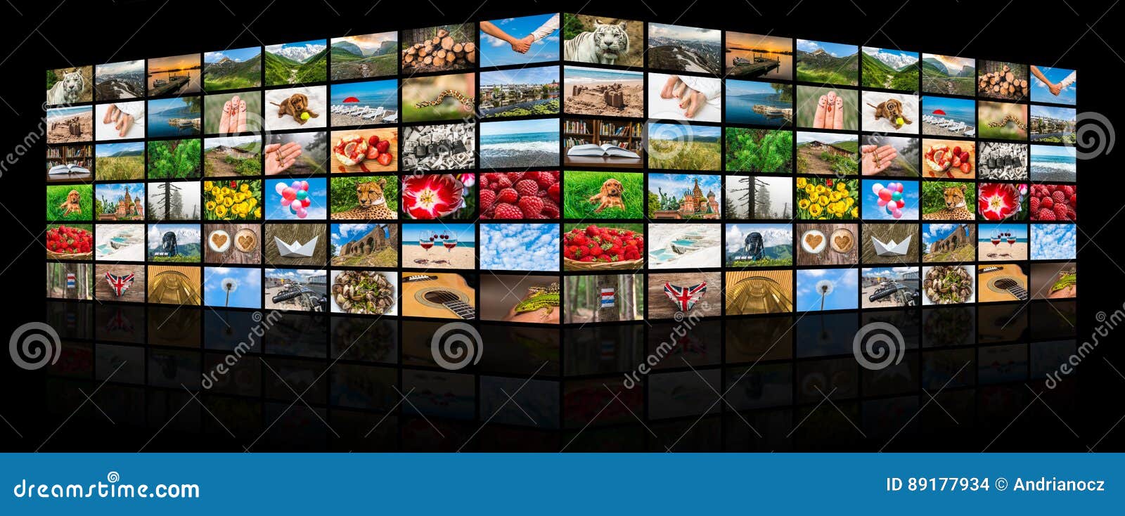 Screens Forming a Big Multimedia Broadcast Video Wall Stock Photo ...