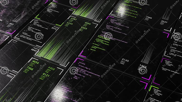 Screens of Hacker Code Programming Process. Animation Stock Photo ...