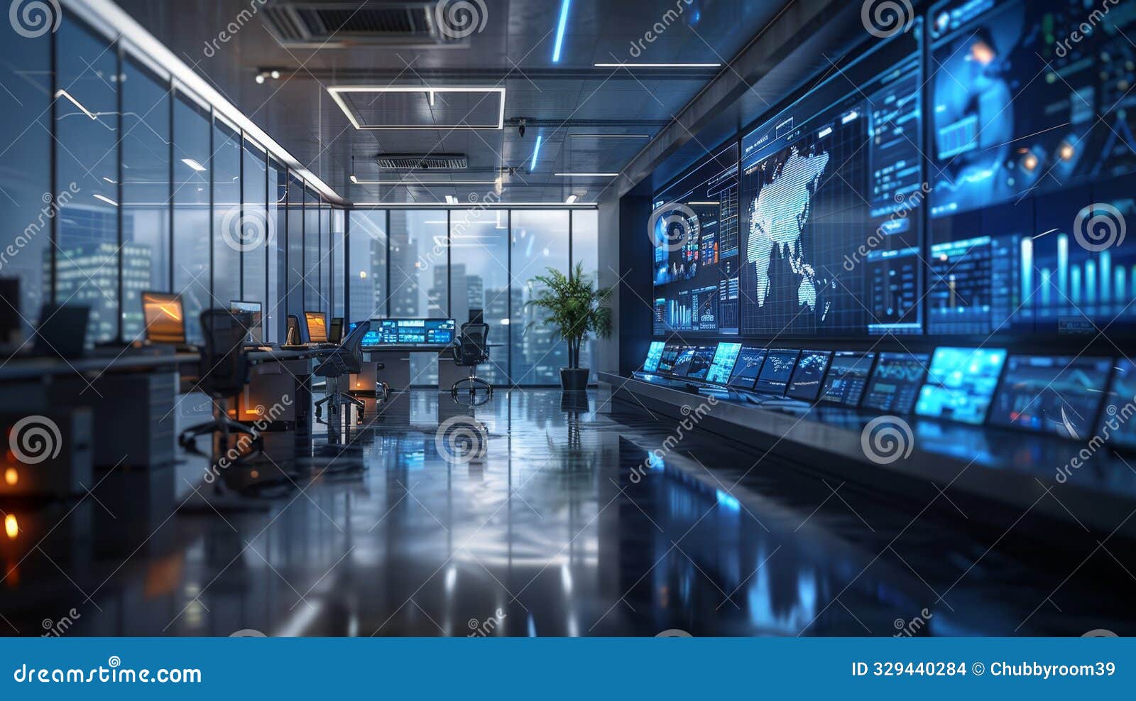 Screens in Modern Office Display Business Process Automation Software ...