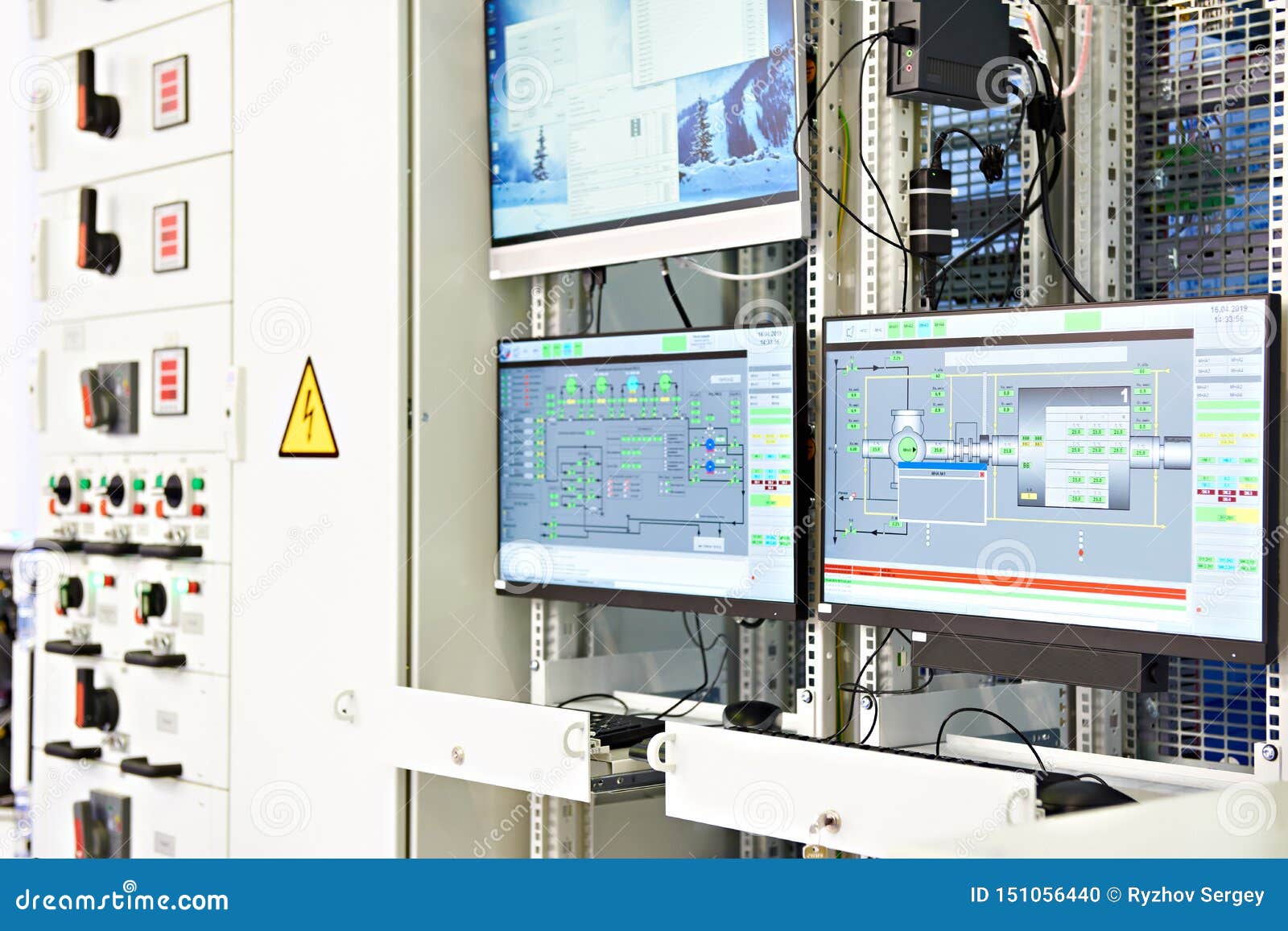 Screens Monitoring of Technological Processes Stock Photo - Image of ...
